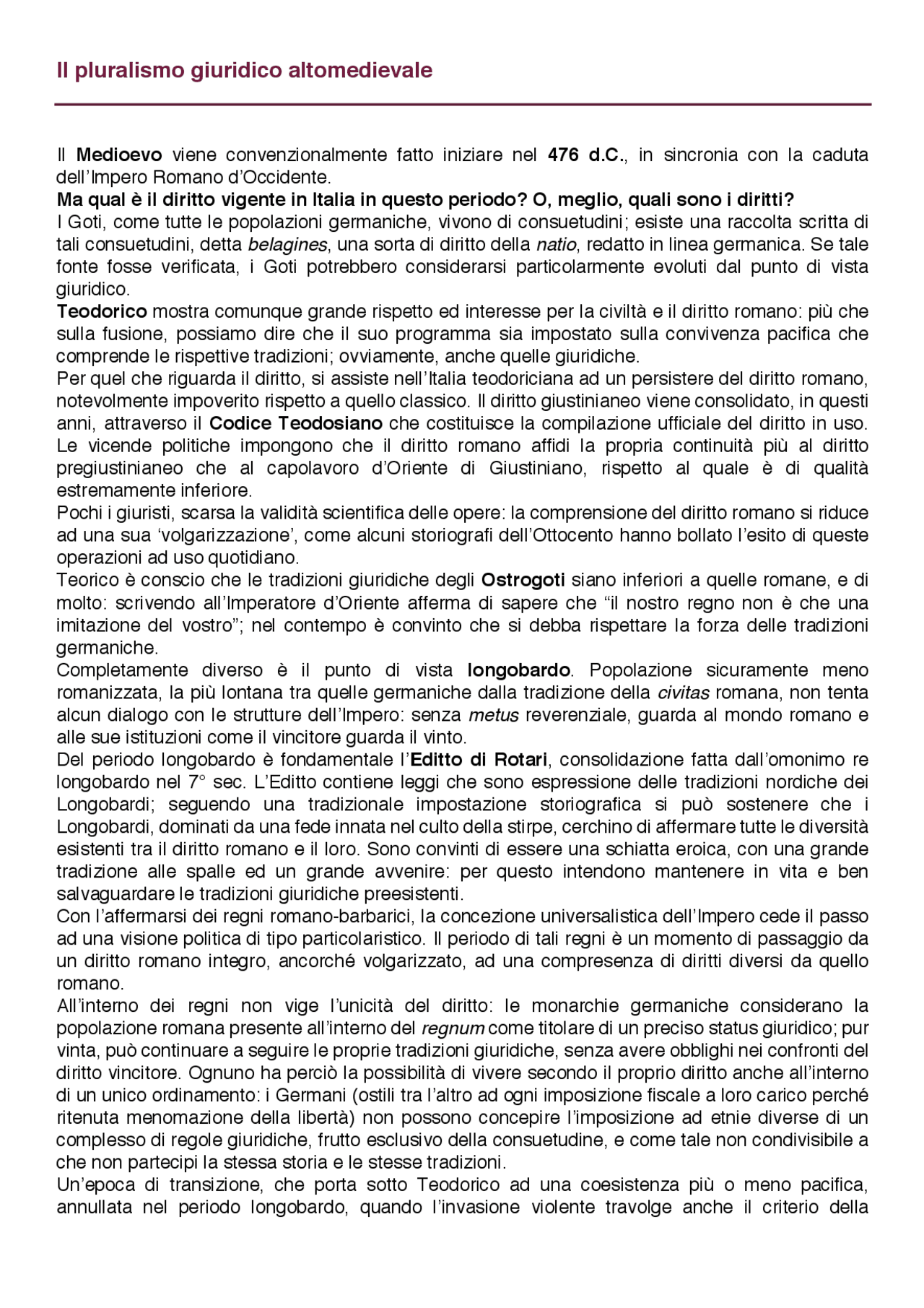 Approfondimento Sul Diritto Comune Docsity