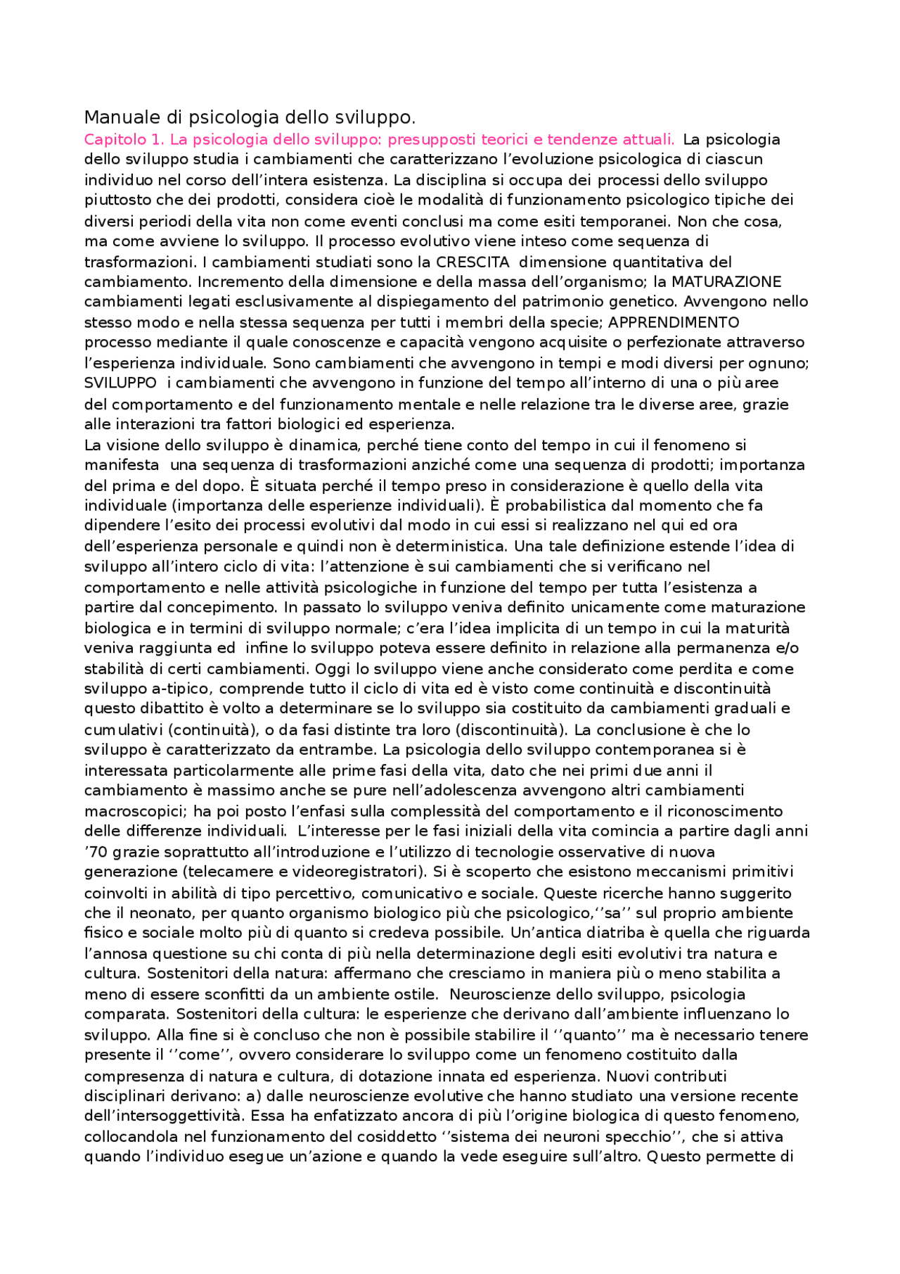Manuale Di Psicologia Dello Sviluppo Parte I Docsity