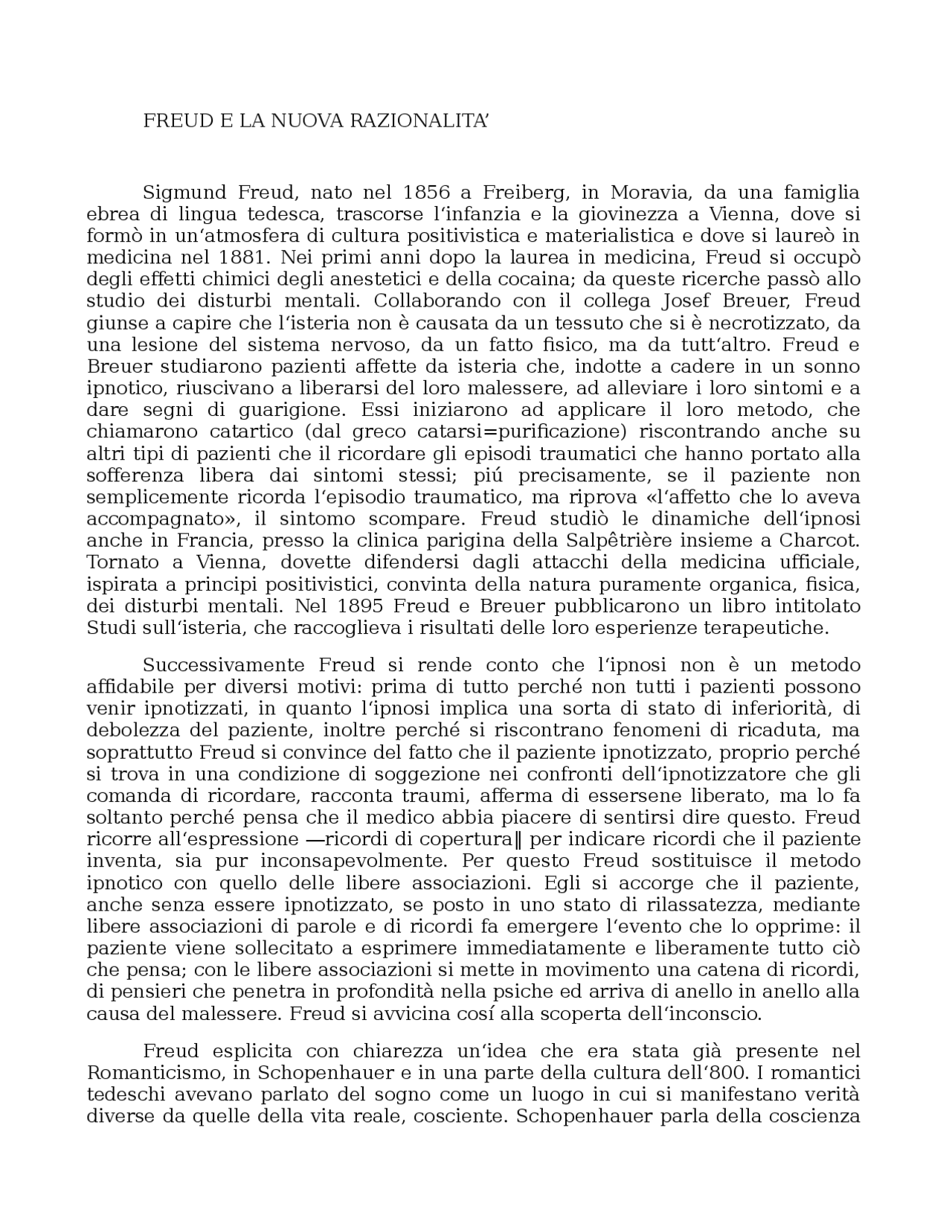 Freud Riassunto Filosofia Docsity
