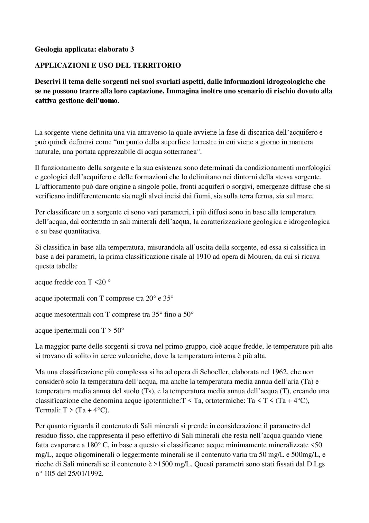 Elaborato 3 Geologia Applicata Unipegaso Docsity