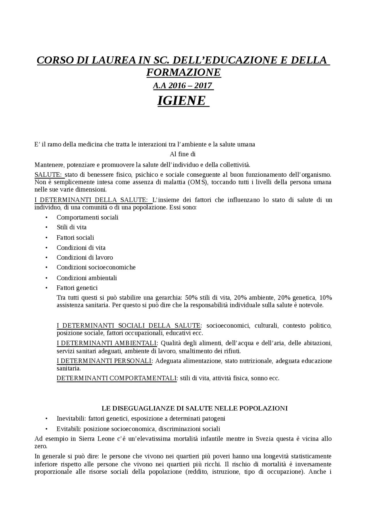 Sbobinature Di Igiene Docsity