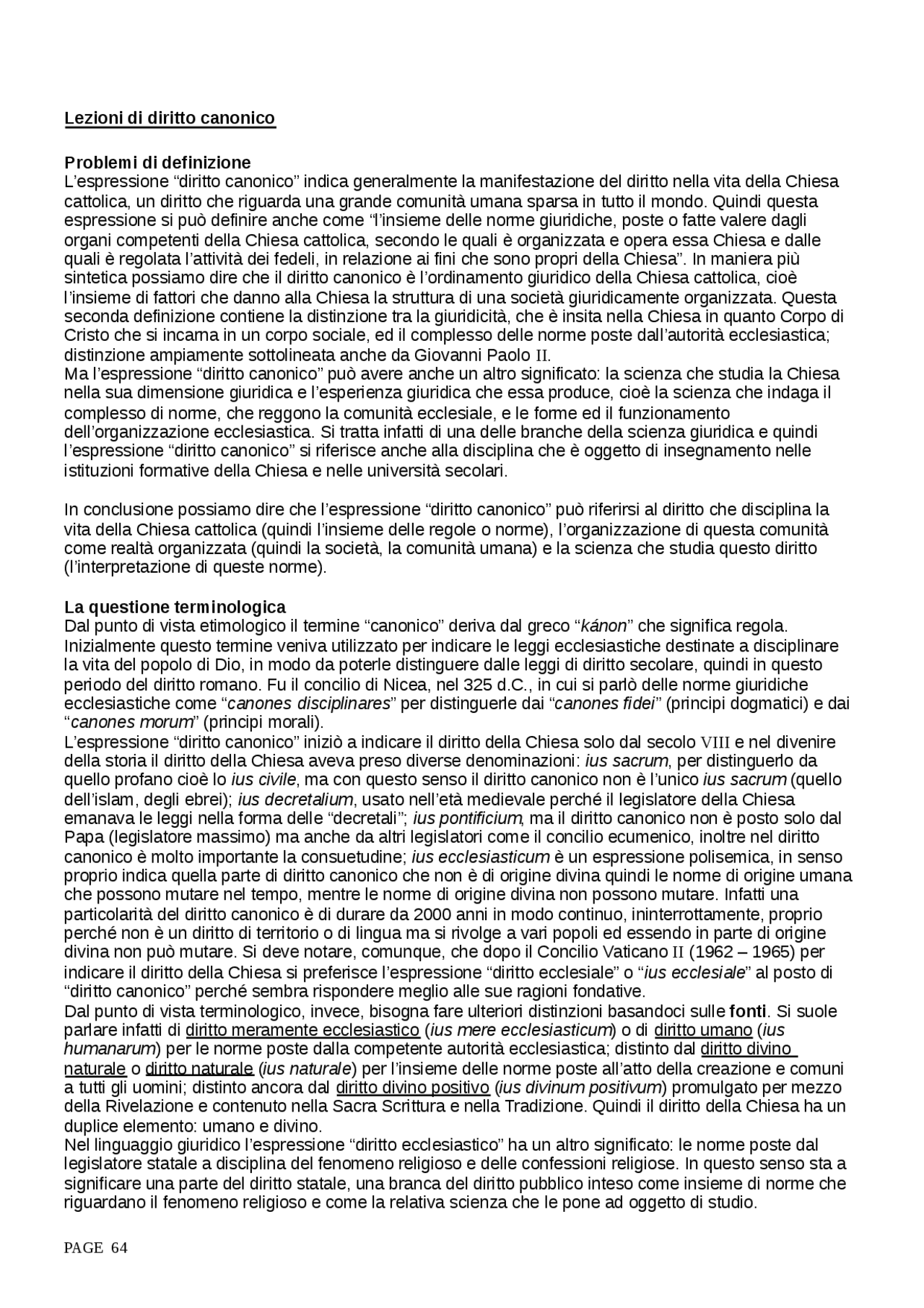 Diritto Canonico Riassunto Base Docsity