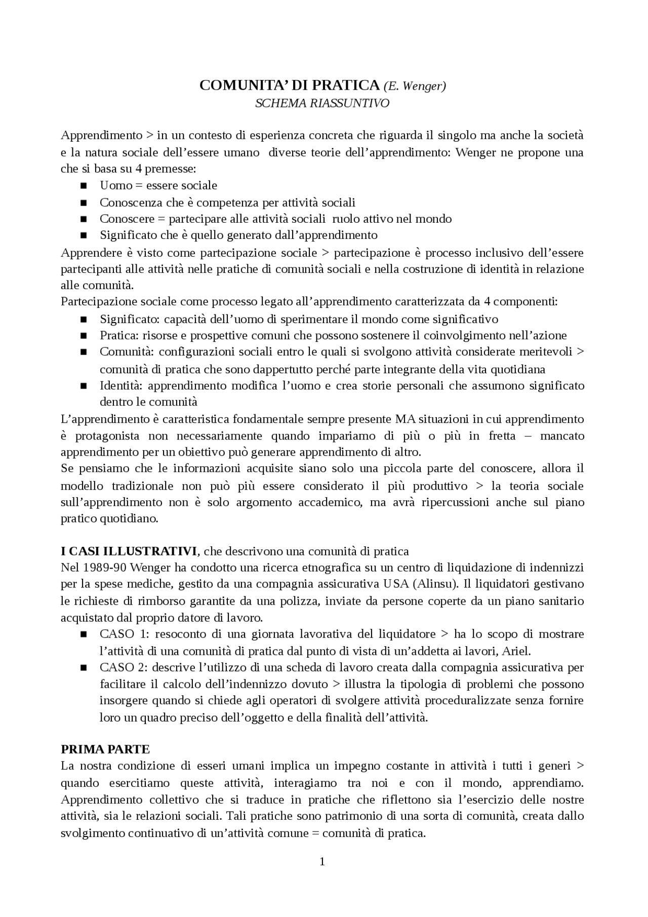 Comunità Di Pratica E Wenger Docsity