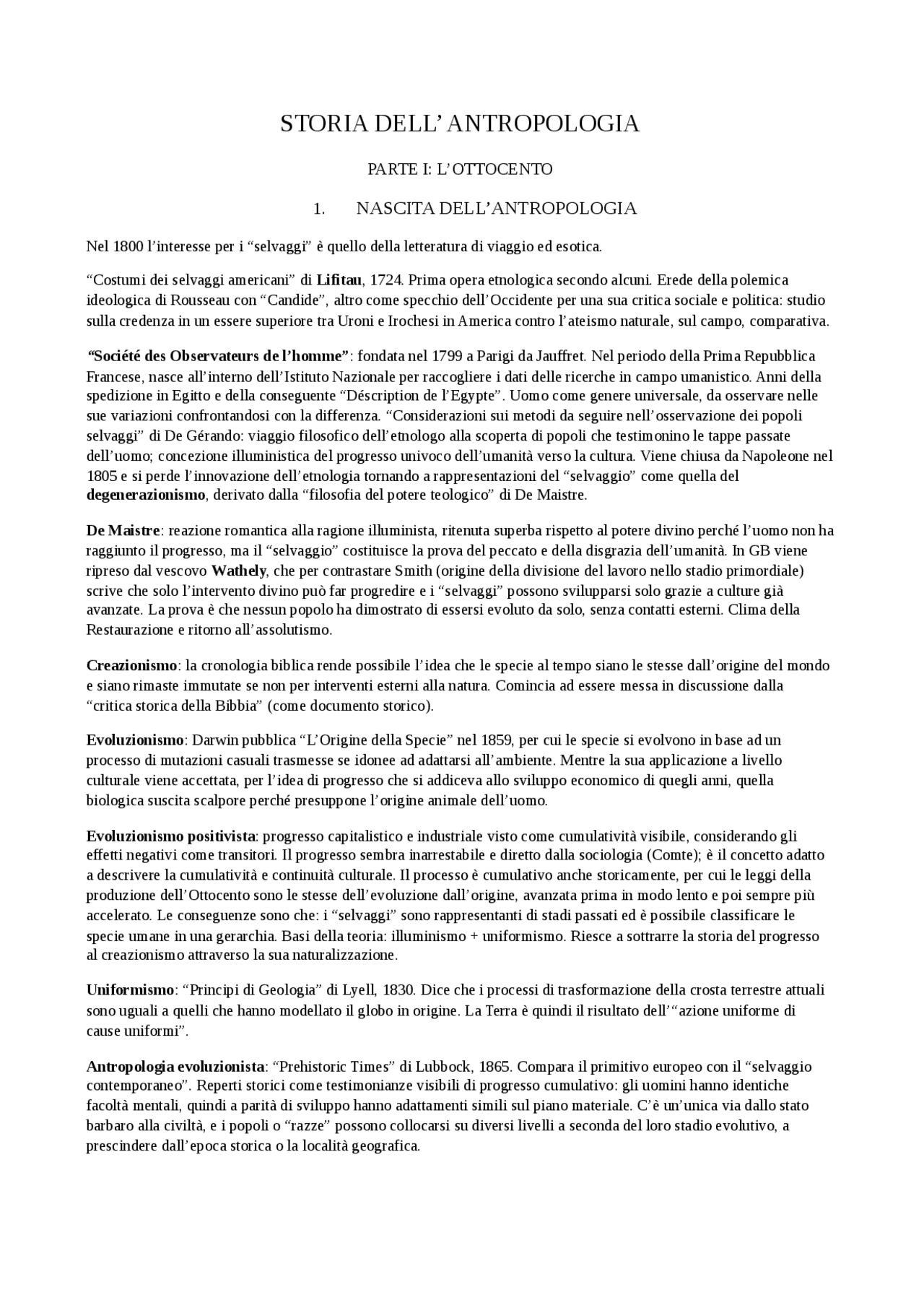 Storia Dellantropologia Fabietti Docsity