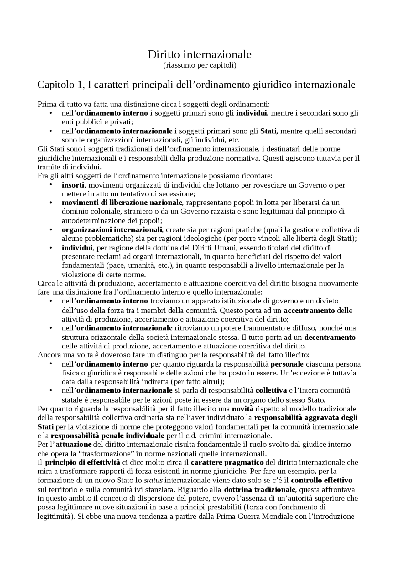 Diritto Internazionale Cassese Docsity