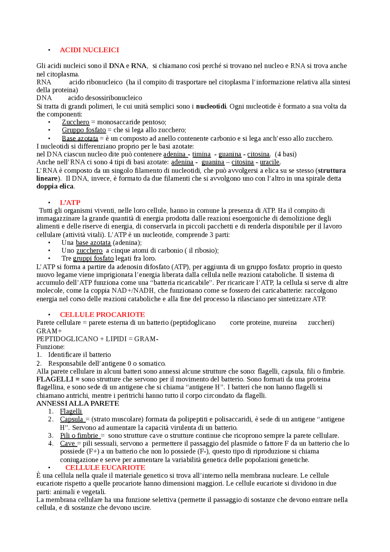Spiegazione Acidi Nucleici Docsity
