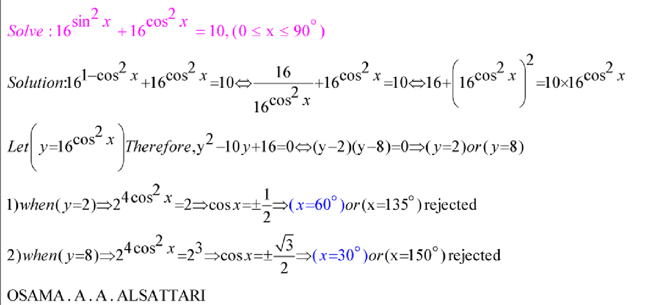 Solution of trigonometric equation - Docsity