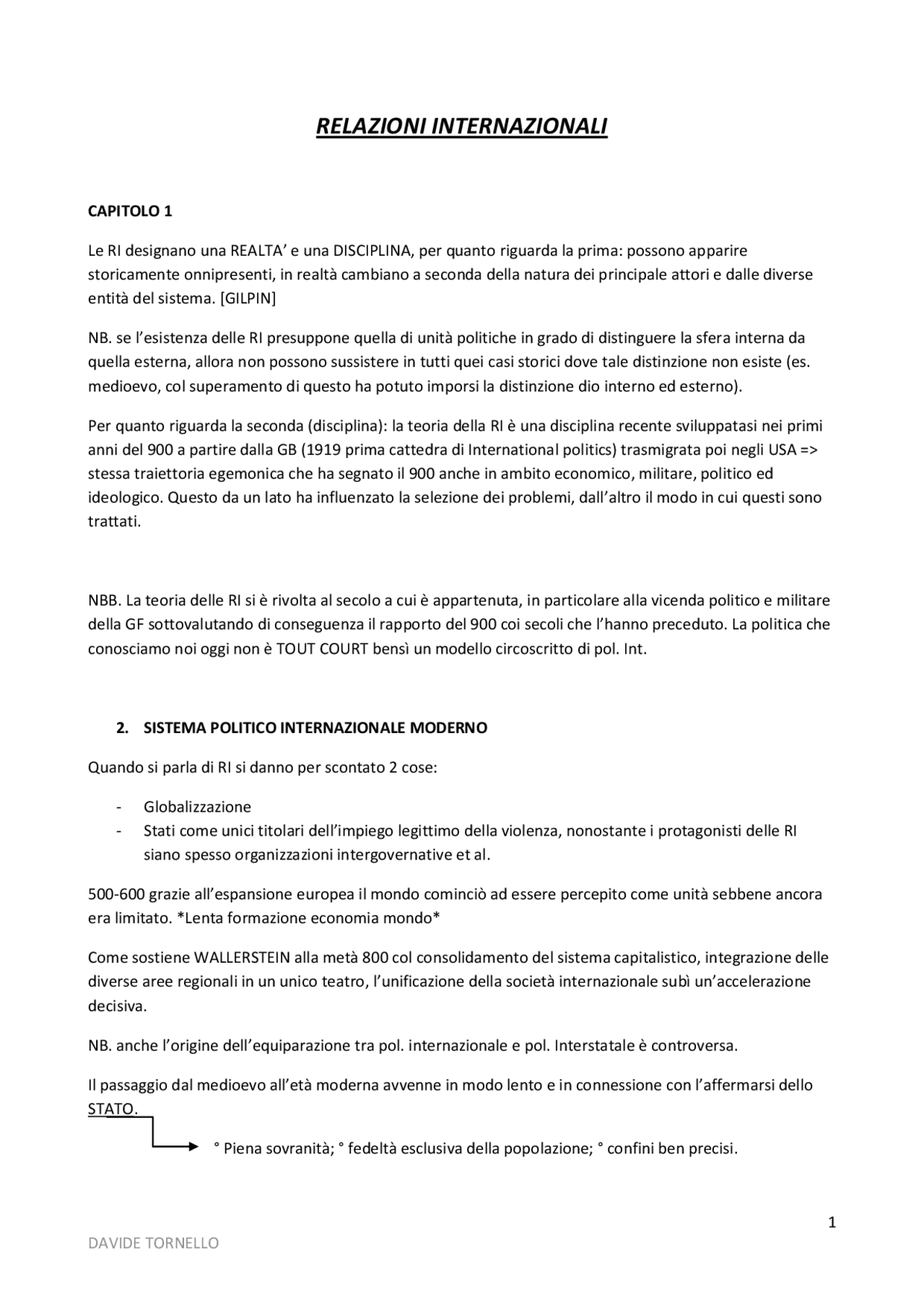 Relazioni Internazionali Parsi Docsity