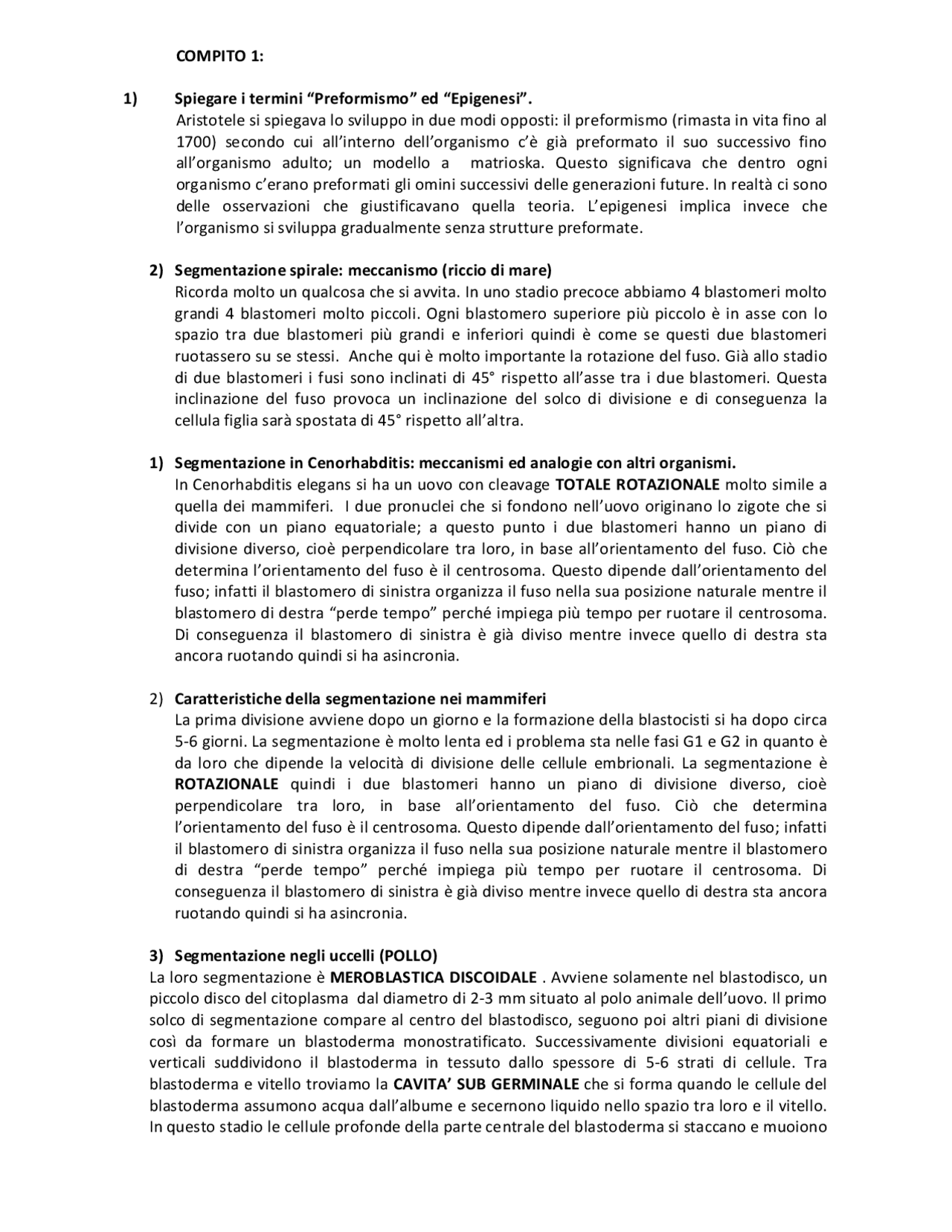 Biologia Dello Sviluppo Docsity
