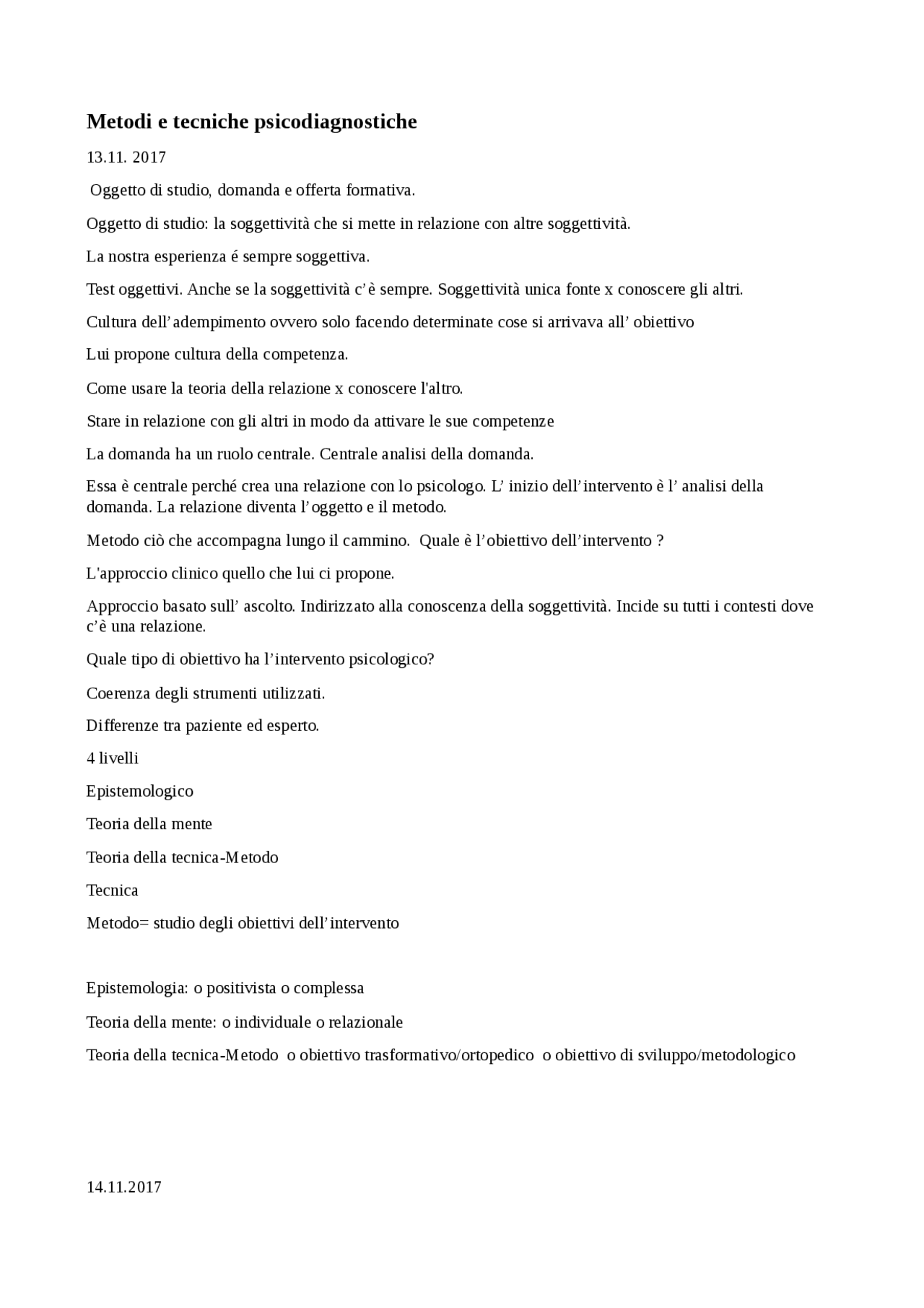 Appunti Metodi E Tecniche Psicodiagnostiche Docsity