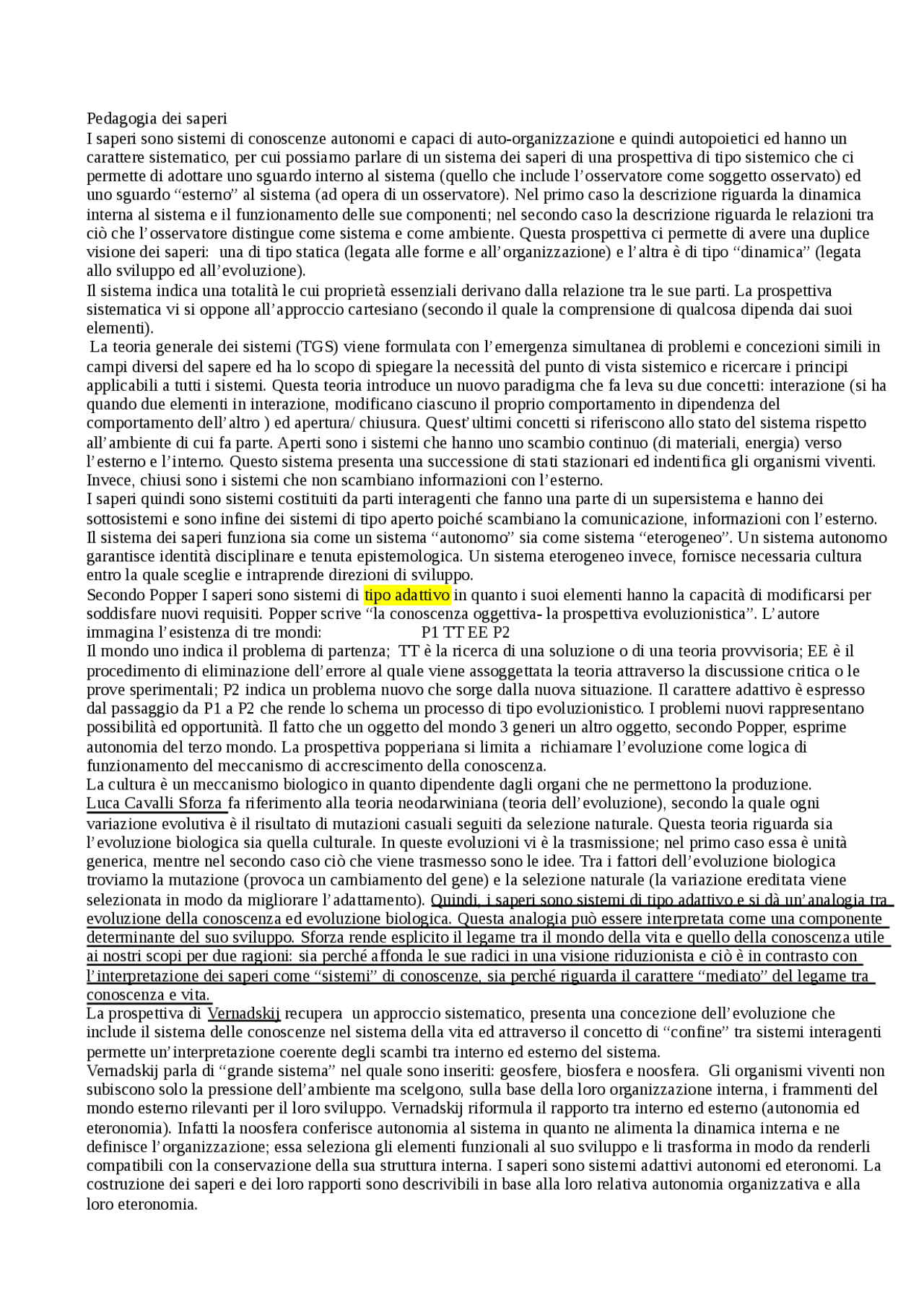 Riassunti Ped Dei Saperi Università Carlo Bò Distum Docsity