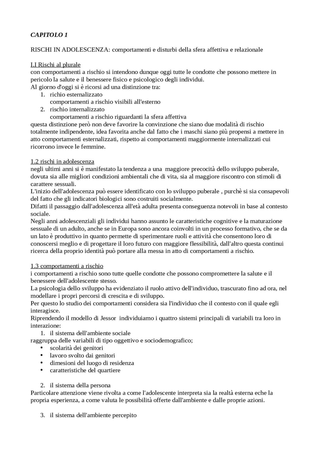 Rischi In Adolescenza Docsity