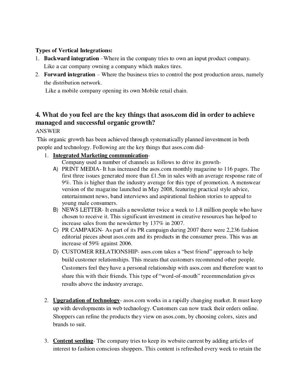 Asos 3 Strategic Growth Docsity