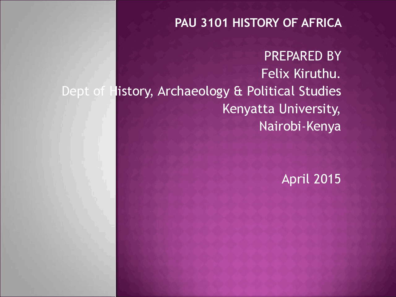 History of Africa lecturer notes | Lecture notes History | Docsity