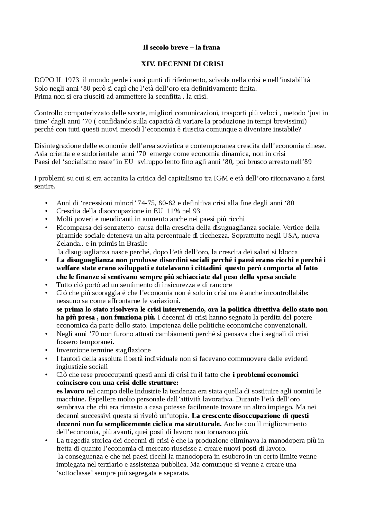 Il Secolo Breve Cap Xivxviii Docsity