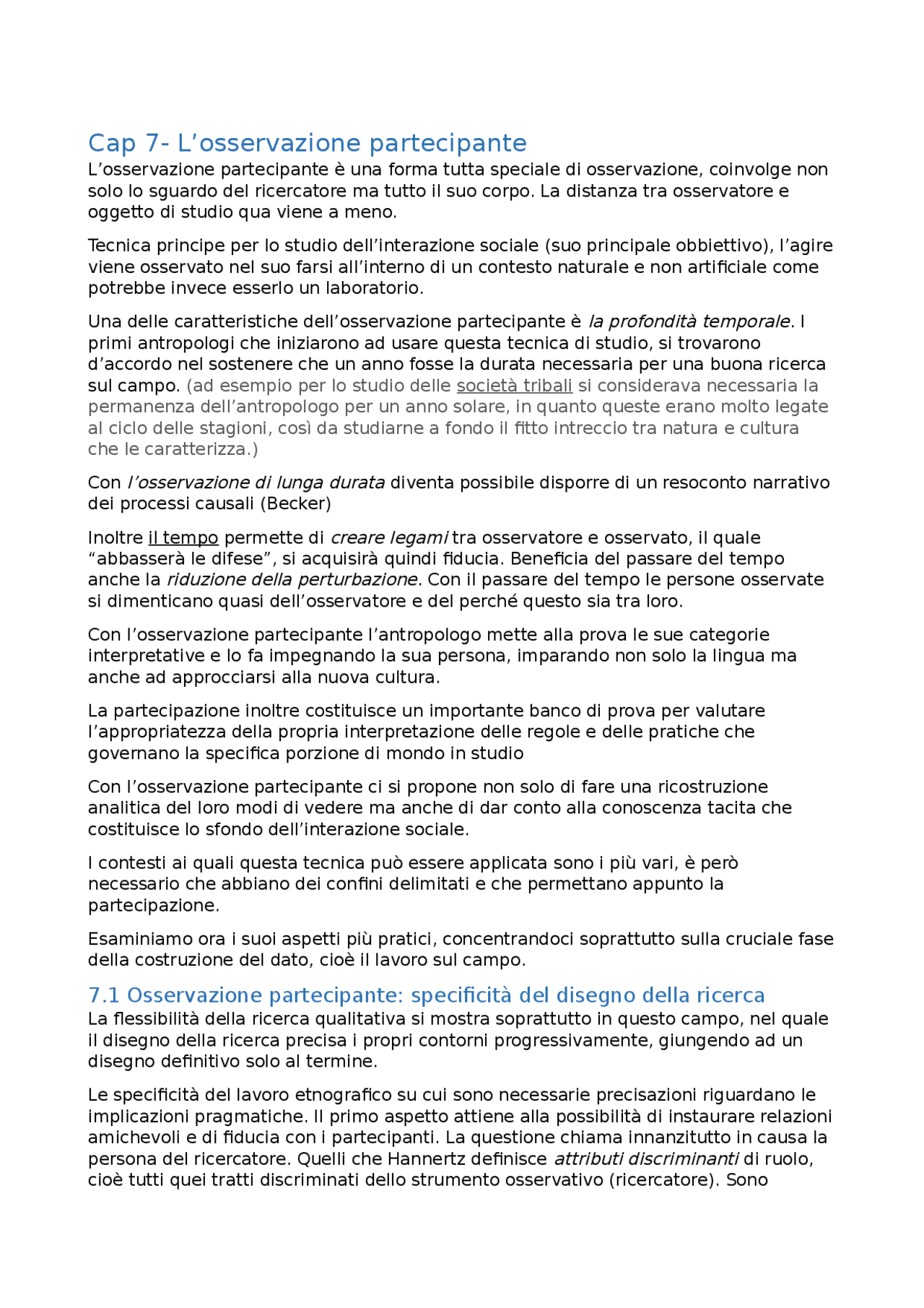 Osservazione Partecipante Docsity