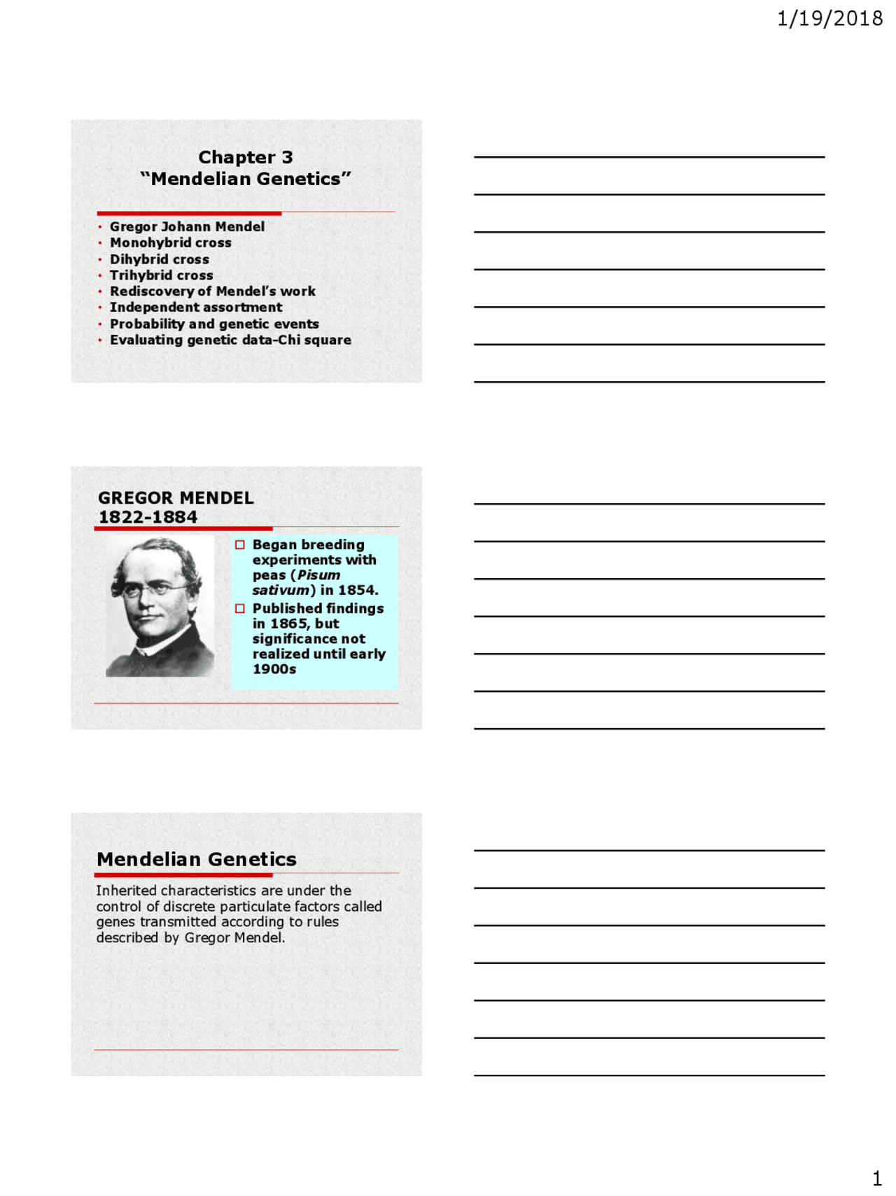Lecture Slides For Mendelian Genetics Socr 330 Docsity
