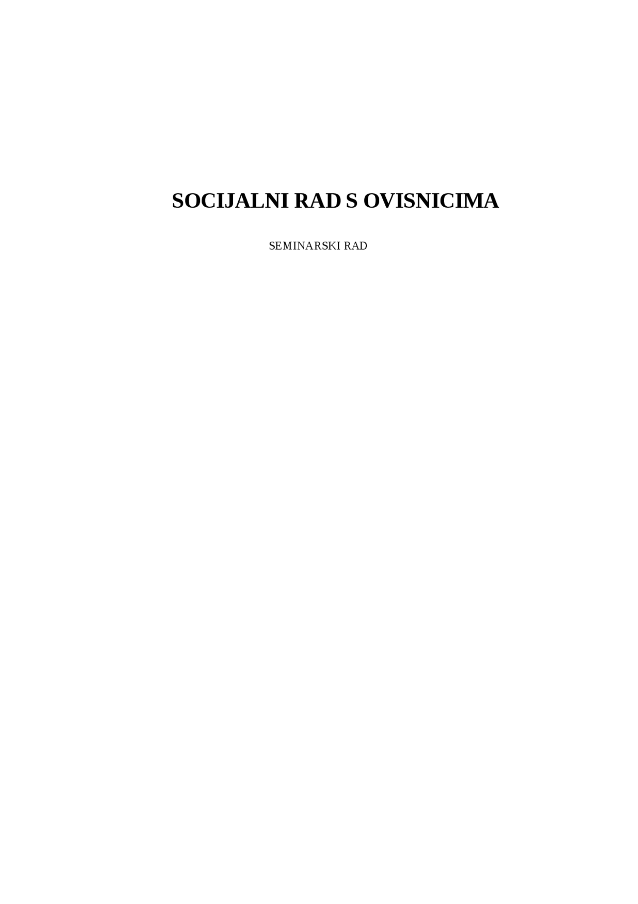 Socijalni Rad S Ovisnicima Vodiči Projekti Istraživanja Predlog