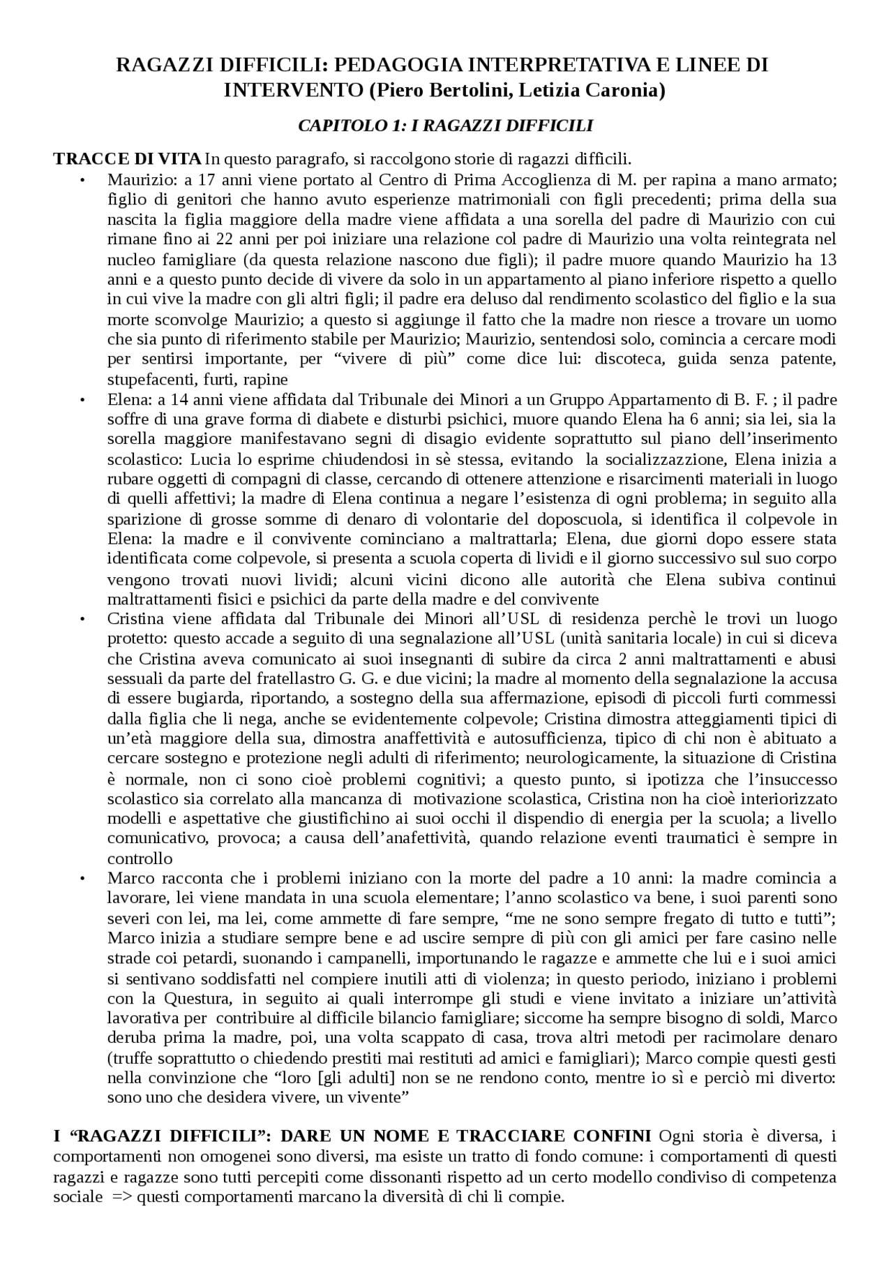Ragazzi Difficili Pedagogia Interpretativa E Linee Di Intervento Docsity