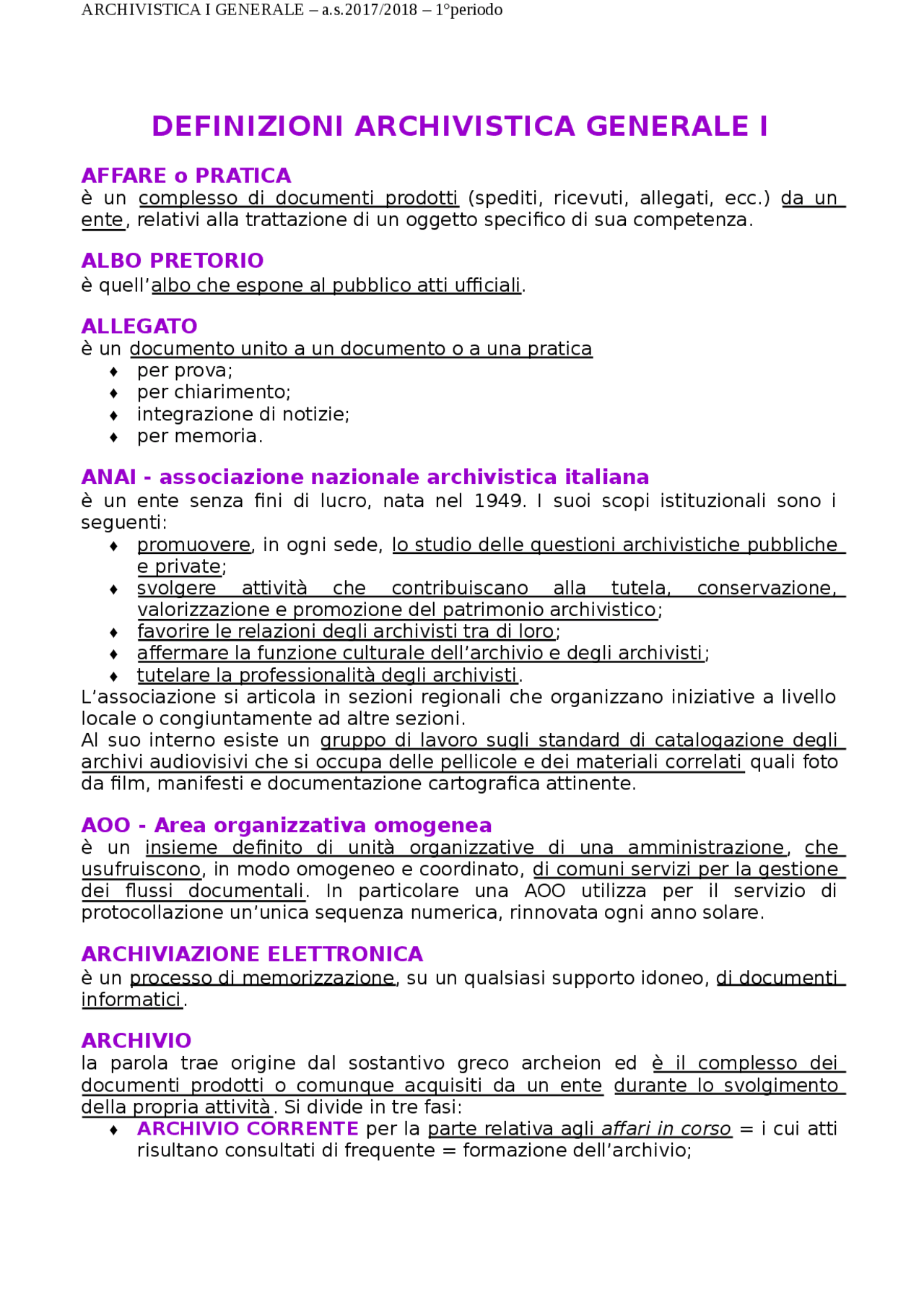 Archivistica I generale - Docsity