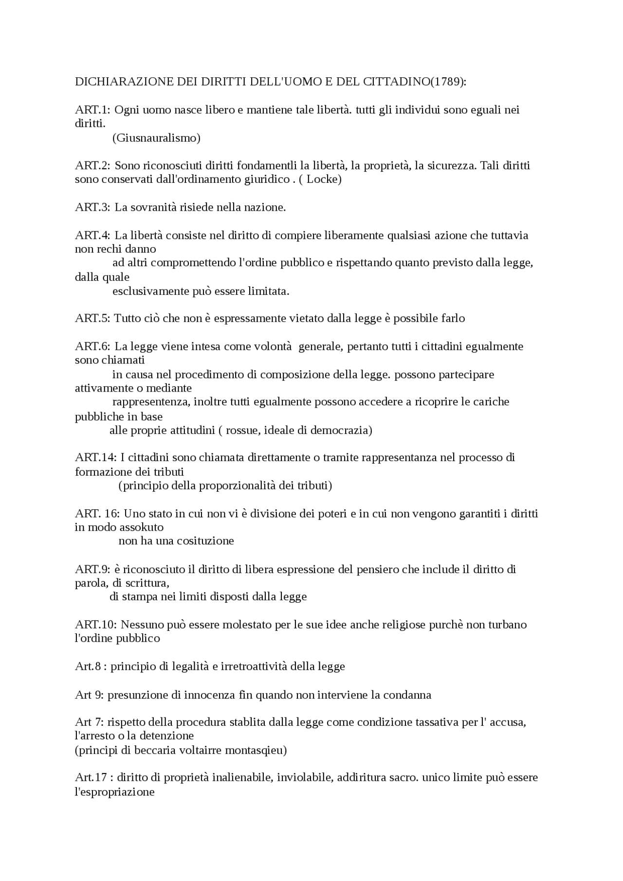 dichiarazione dei diritti dell'uomo e del cittadino | Schemi e mappe ...