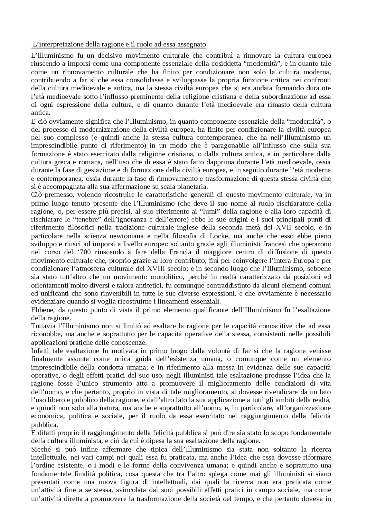 Dispense Sullilluminismo Docsity