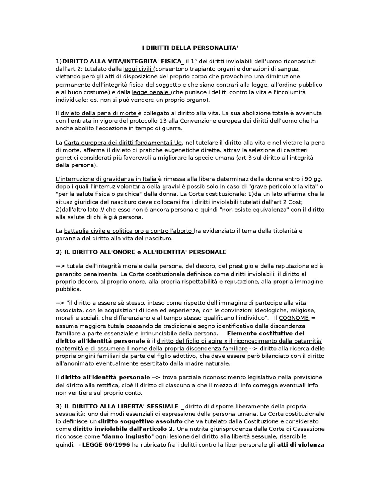 Diritti Della Personalità Docsity