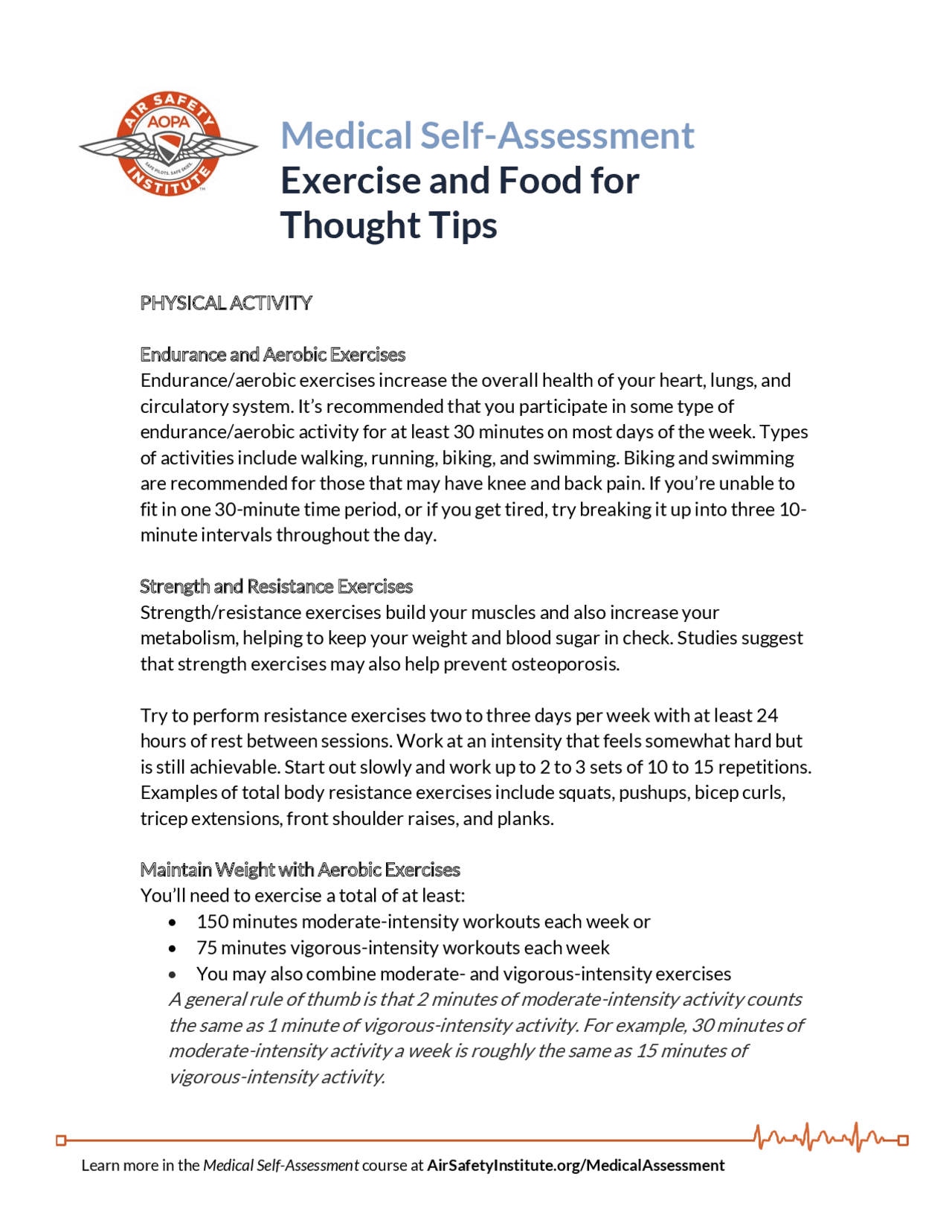 Exercise And Food Thought Tips Docsity