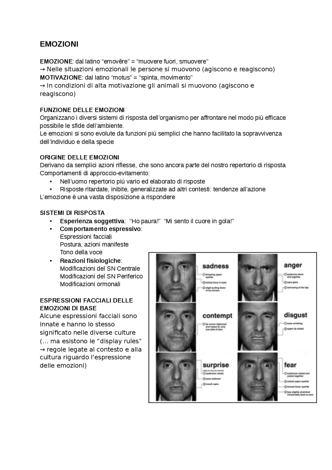 Appunti Emozioni Lezione Prof Sarlo Docsity