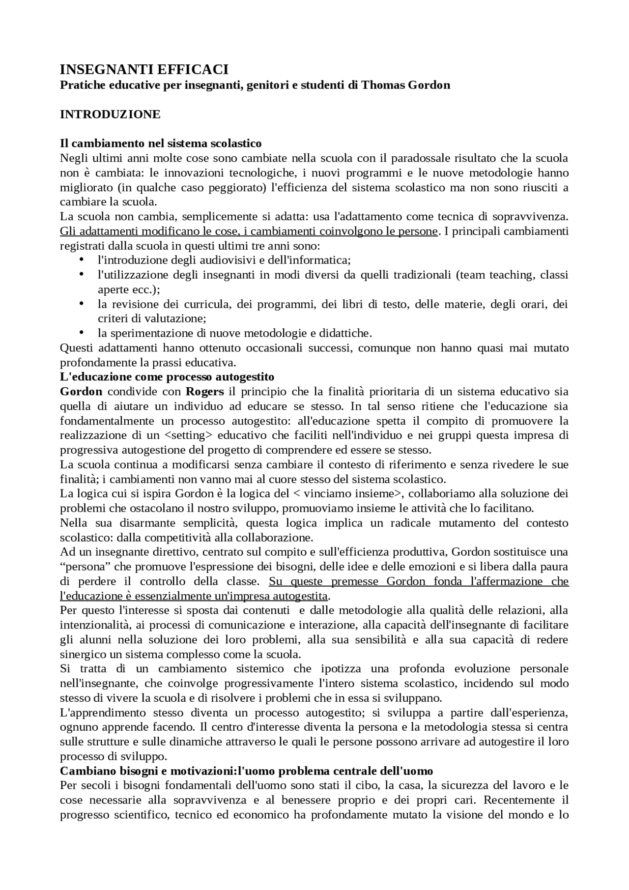 Insegnanti Efficaci Proff Pallini Docsity