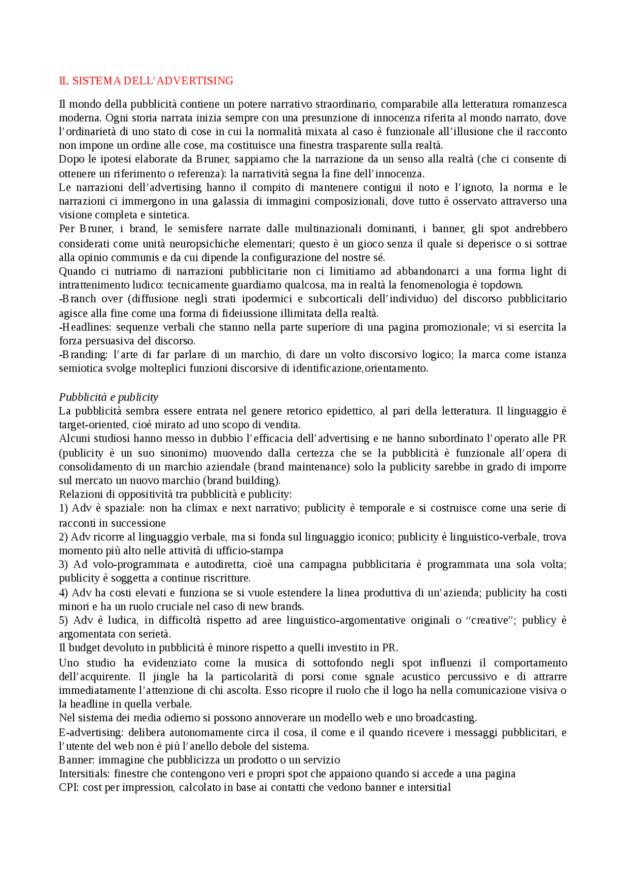 Il Sistema Delladversting S Calabrese Docsity
