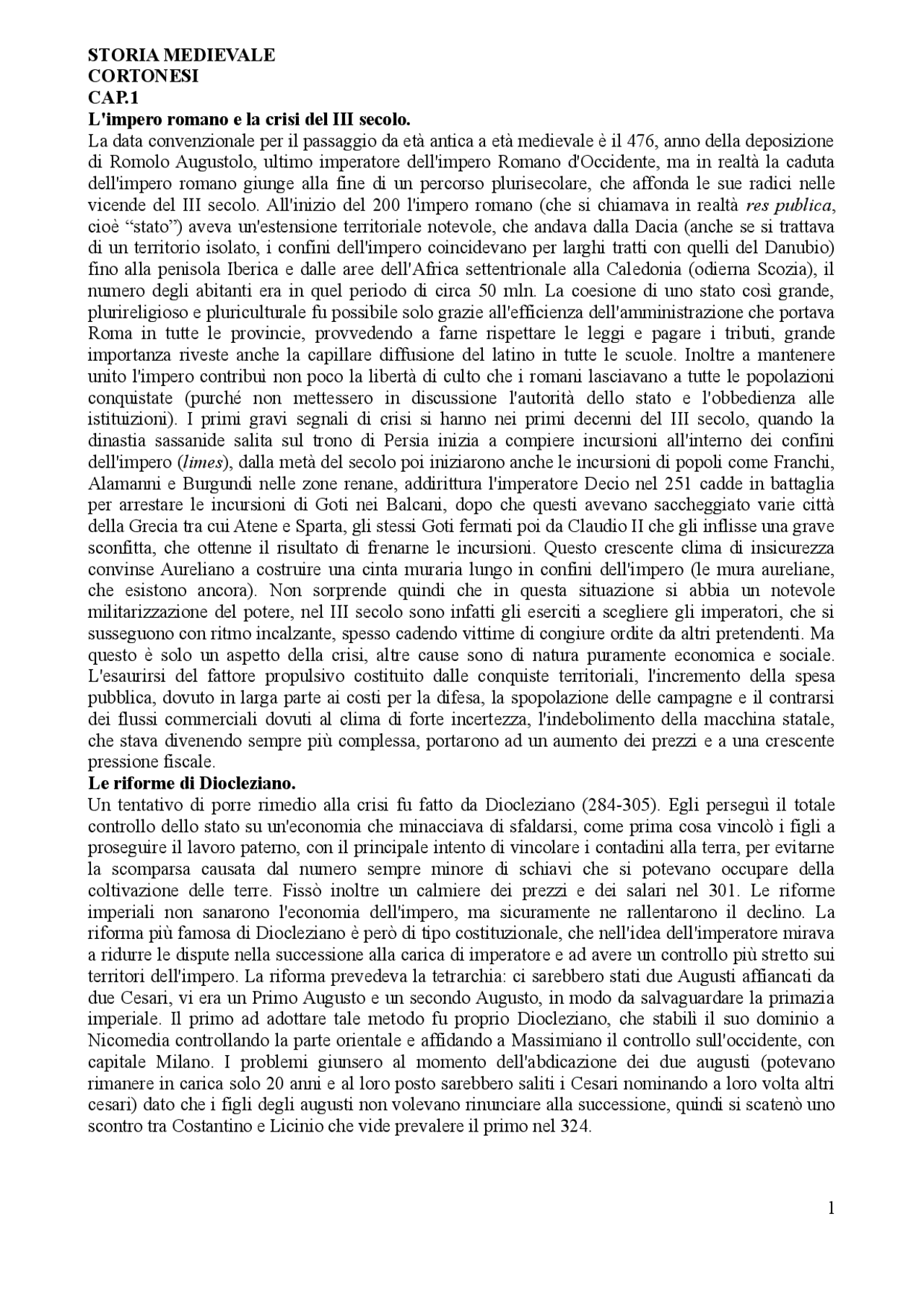 Riassunto Di Medioevo Il Profilo Di Un Millennio Docsity