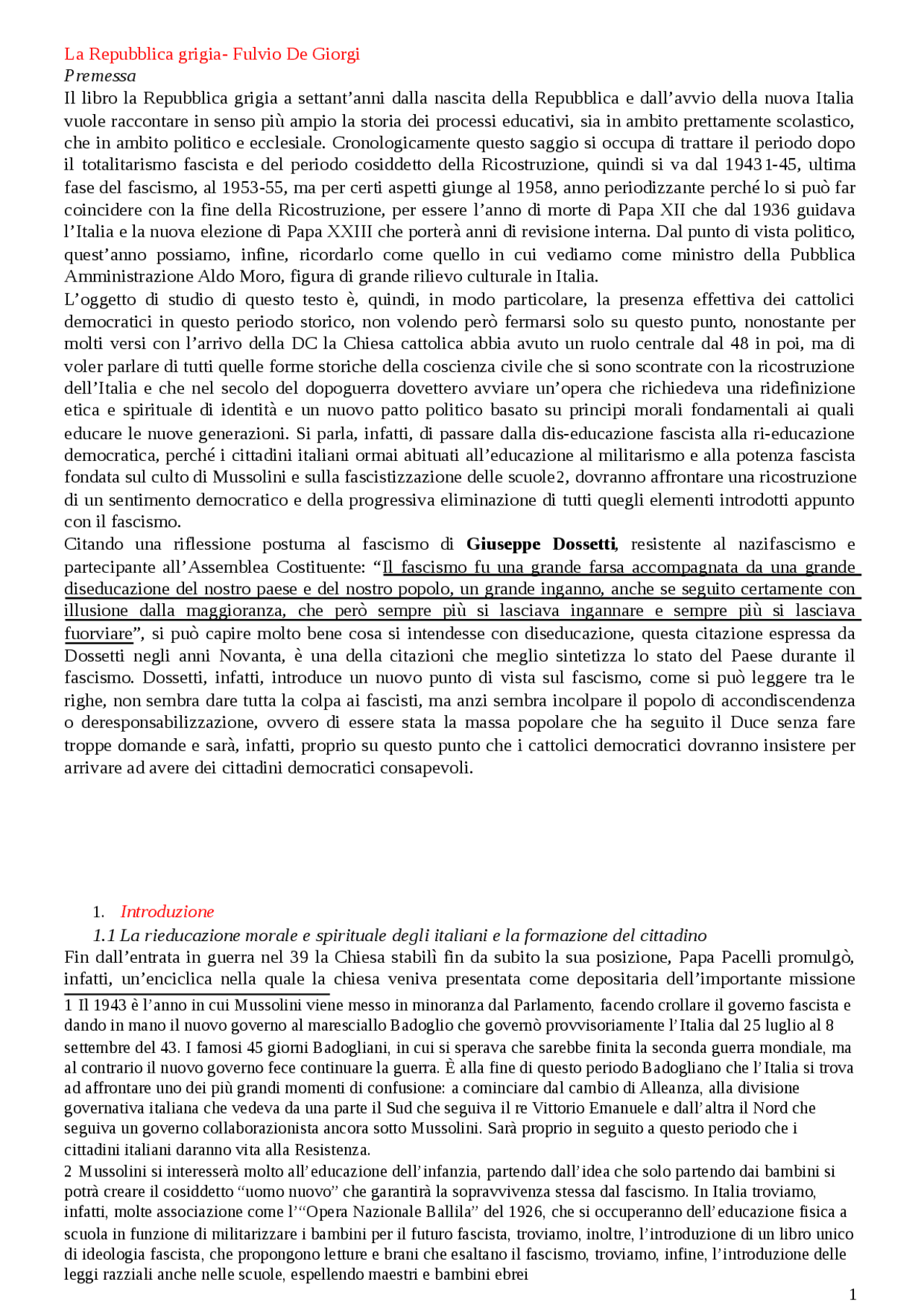 Riassunto Repubblica Grigia Docsity