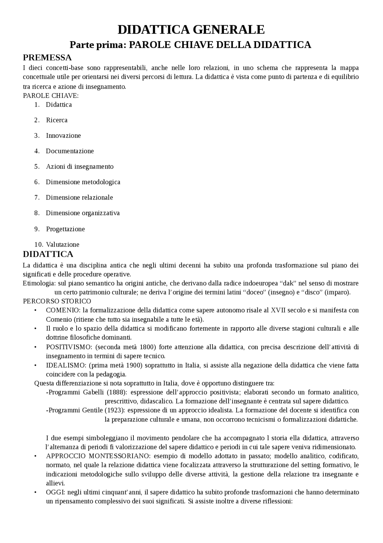Didattica Generale Riassunto Docsity