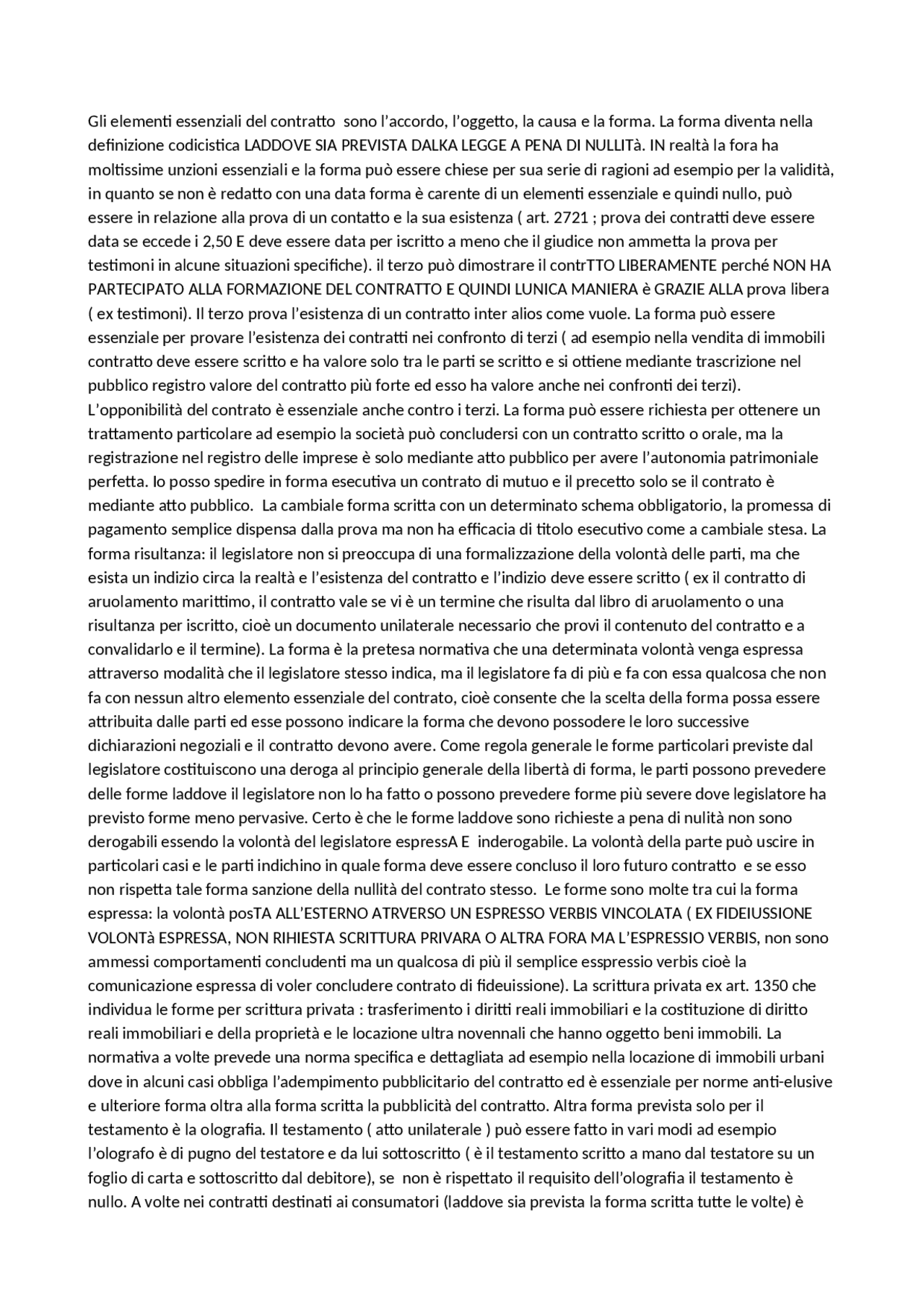 Settima lezione: i contratti, la forma,il contratto di prelazione - Docsity