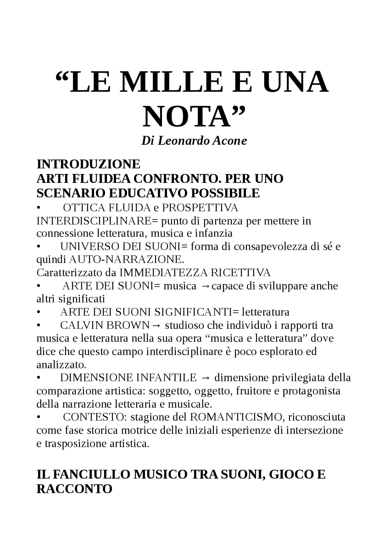 Le Mille E Una Nota Di Lacone Docsity