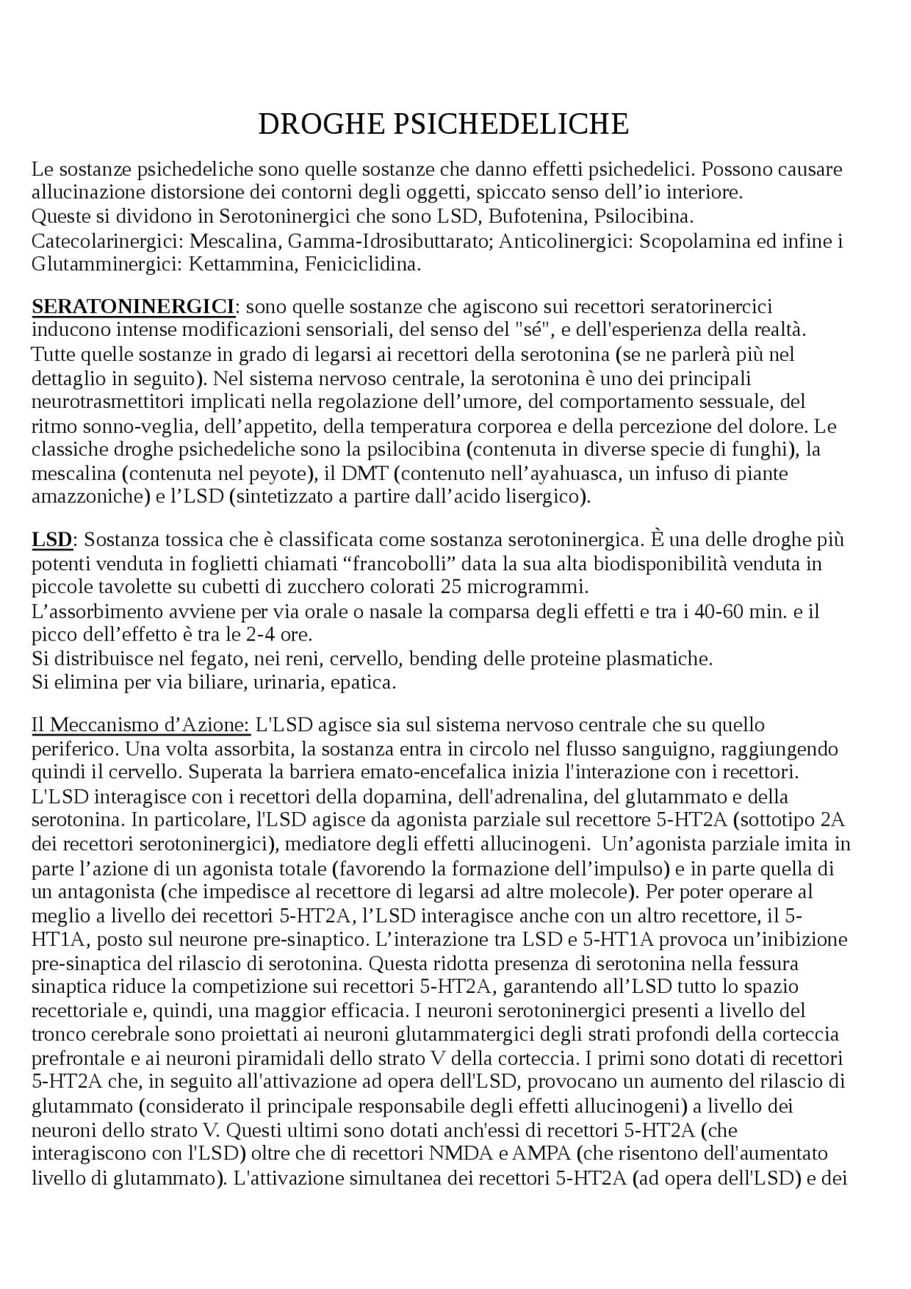 Droghe Psichedeliche Docsity