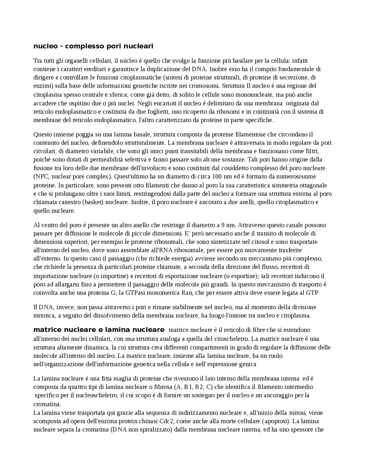 Riassunto sul nucleo cap 18 - Docsity