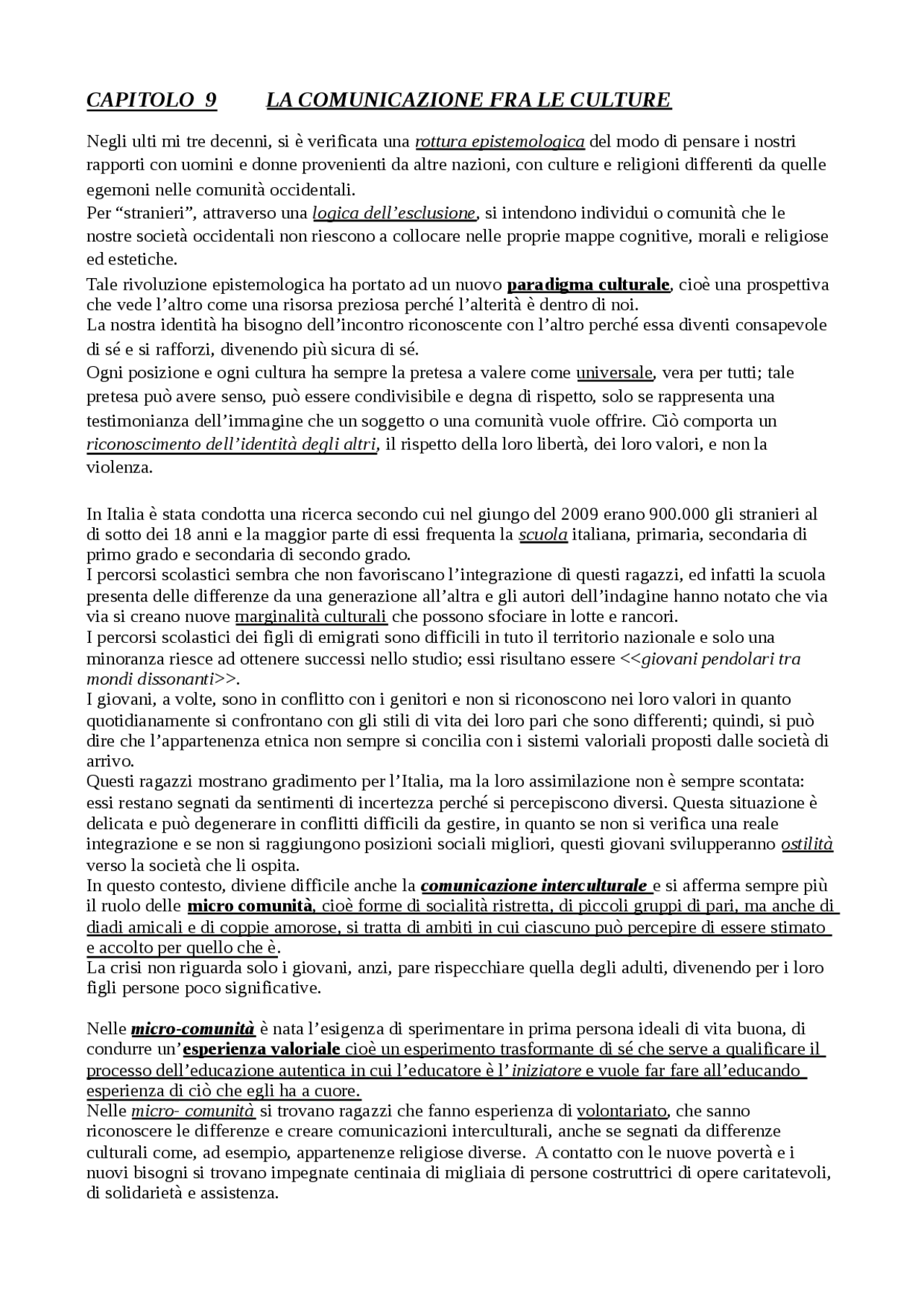 Capitolo 9 Di Imparare Ad Abitare Il Mondo Docsity