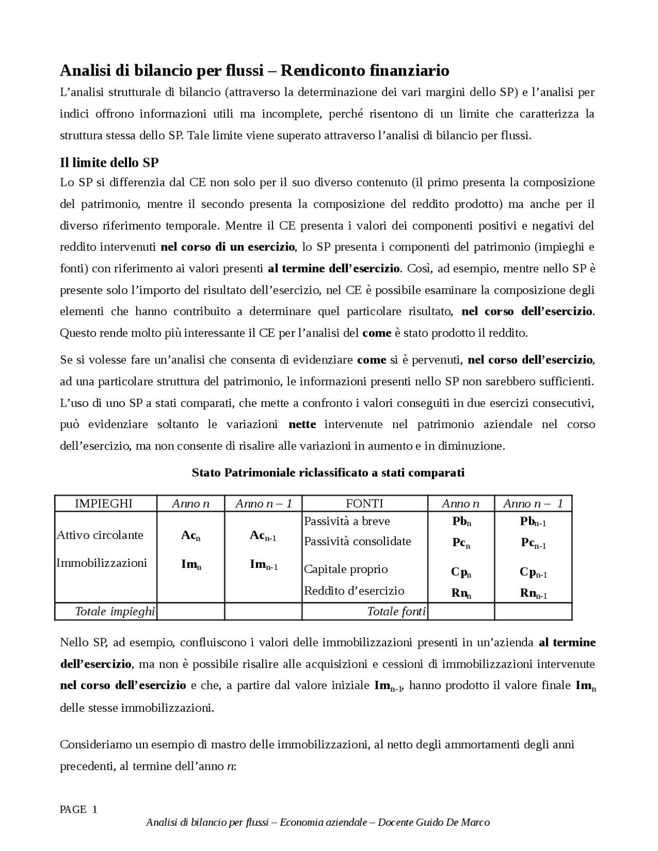 Analisi Di Bilancio Docsity
