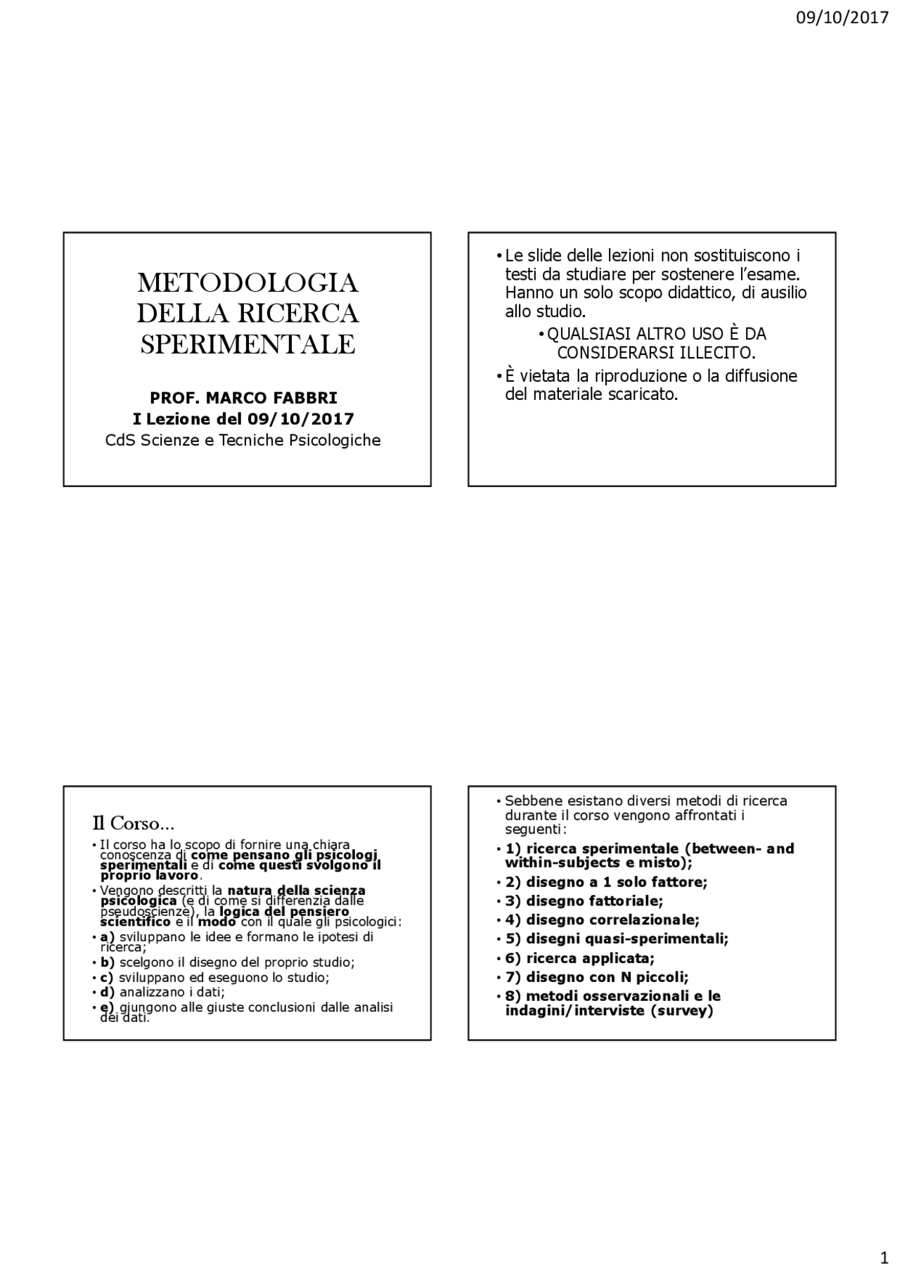 Riassunto Metodologia Della Ricerca Sperimentale Docsity