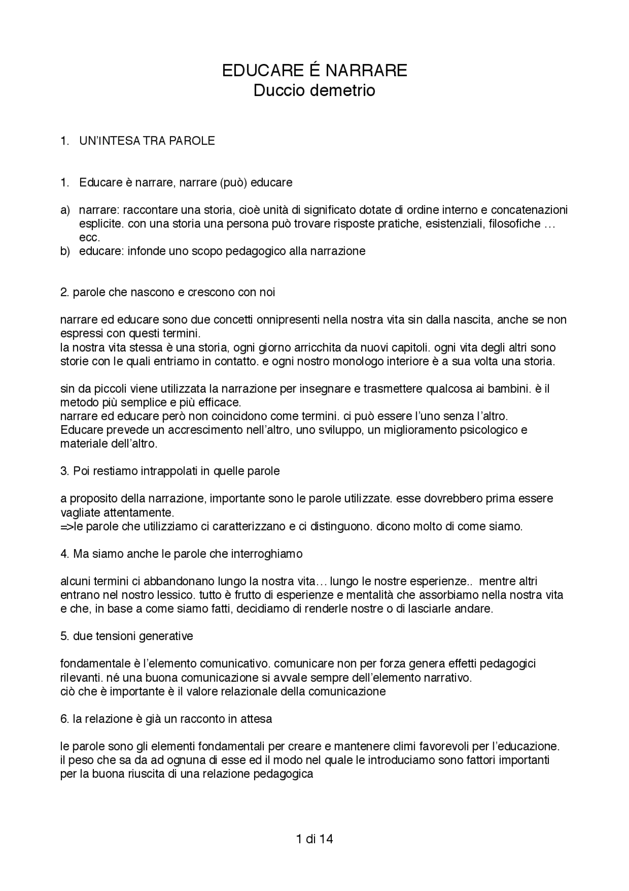 Educare è Narrare Duccio Demetrio Docsity