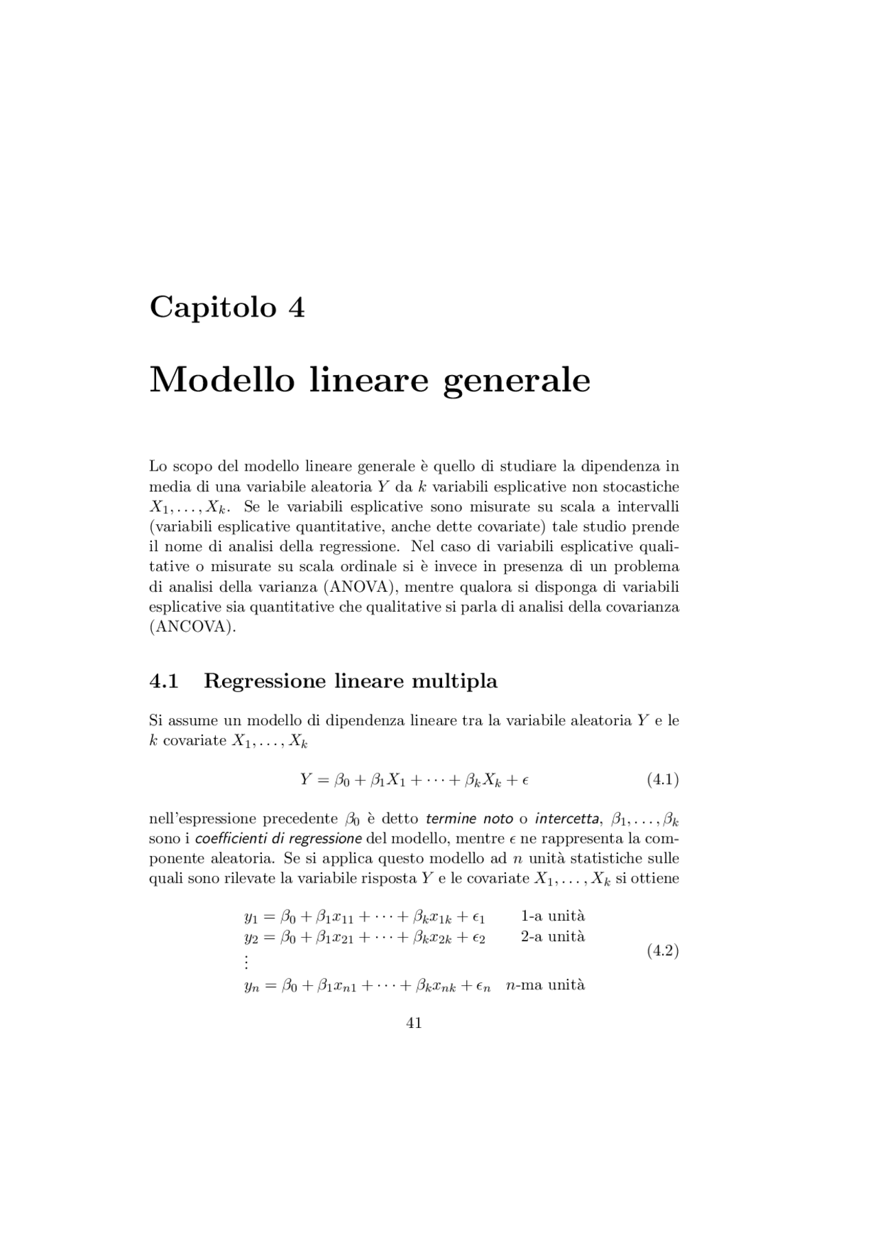 Regressione Lineare Multipla Docsity