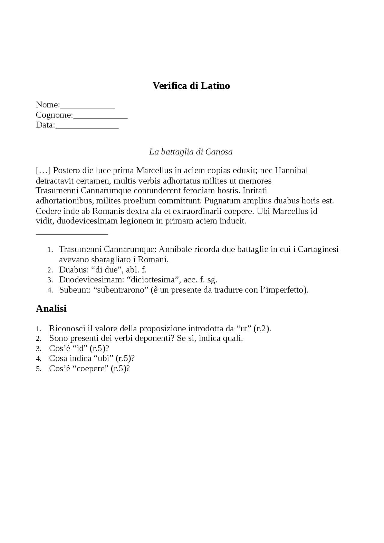 Esercitazione fino alle volitive-finali - Docsity