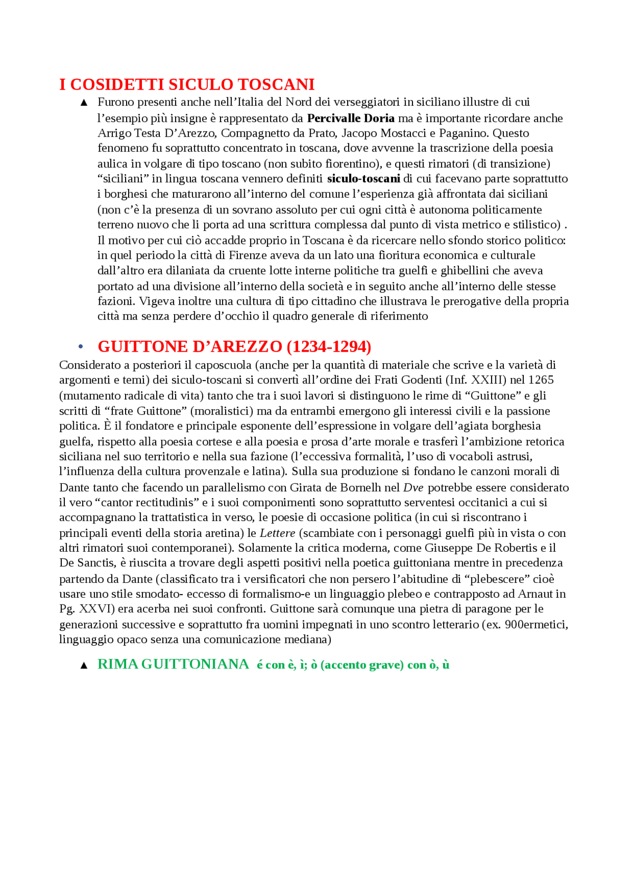 I Cosidetti Siculo Toscani Docsity