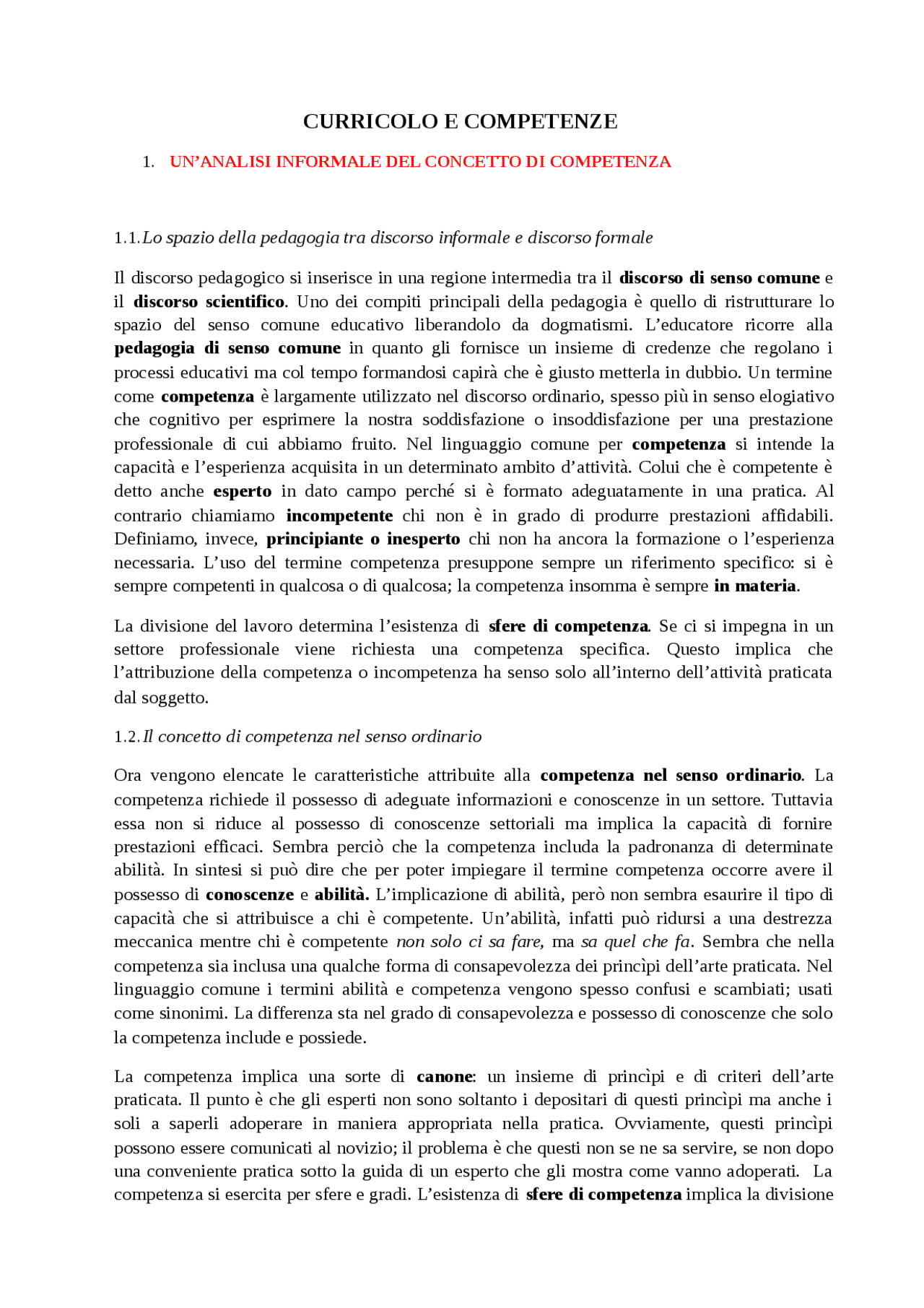 Curricolo e competenze - Docsity