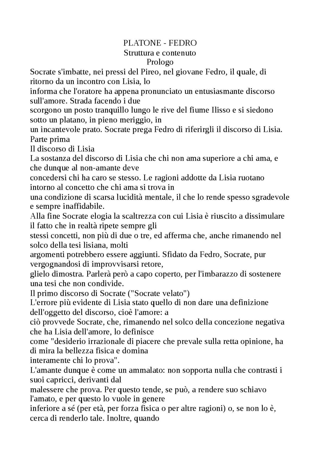 Fedro Riassunto Guide Per Comprendere Docsity