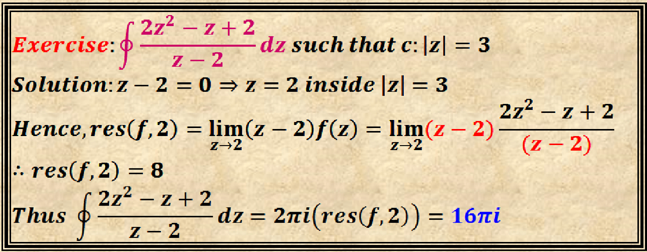 Complex integration based on residual theorem - Docsity