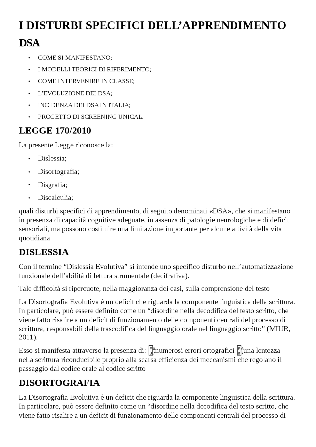 Disturbi Specifici Di Apprendimento Docsity