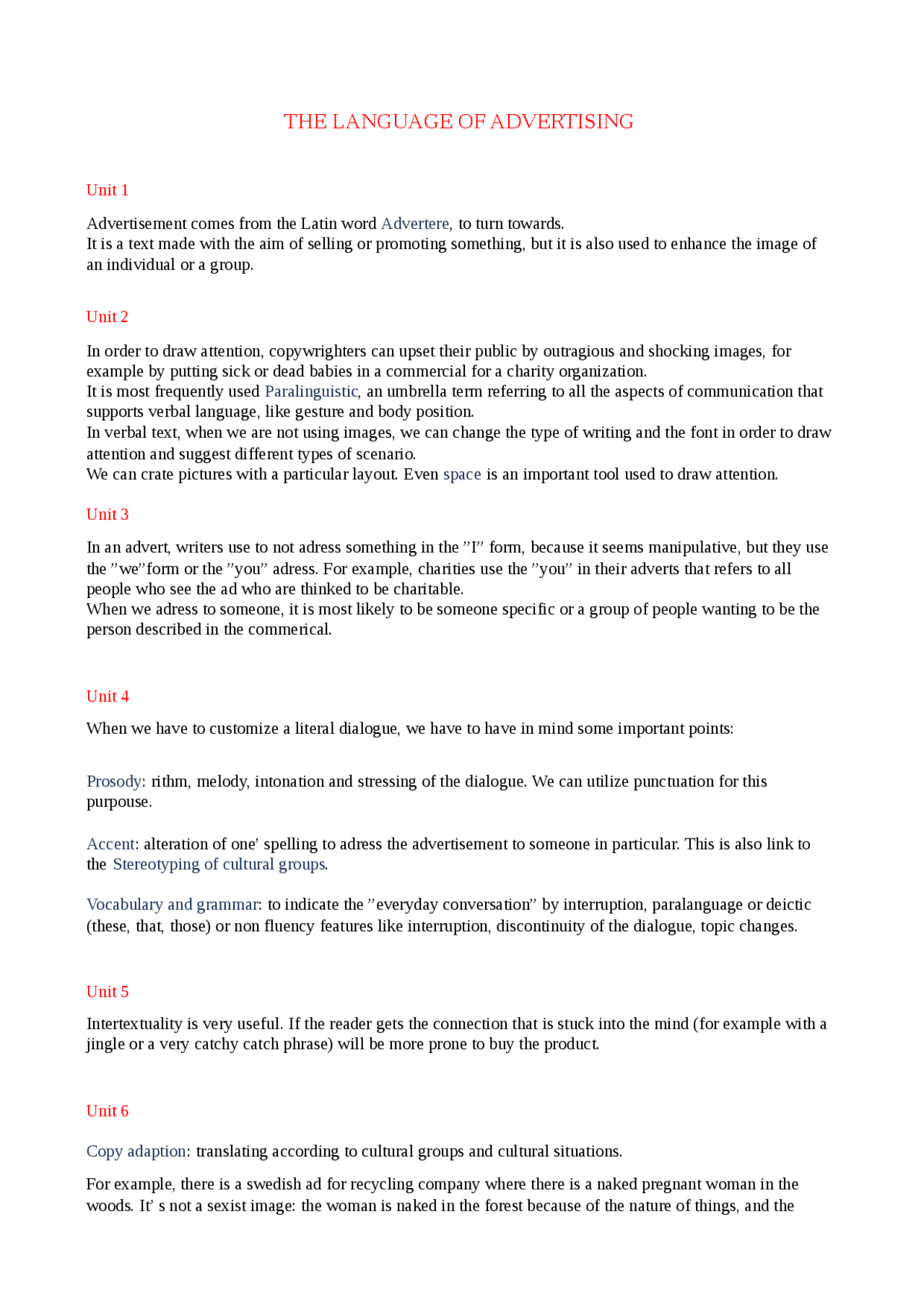 The language of Advertising, Angela Goddard | Sintesi del corso di ...